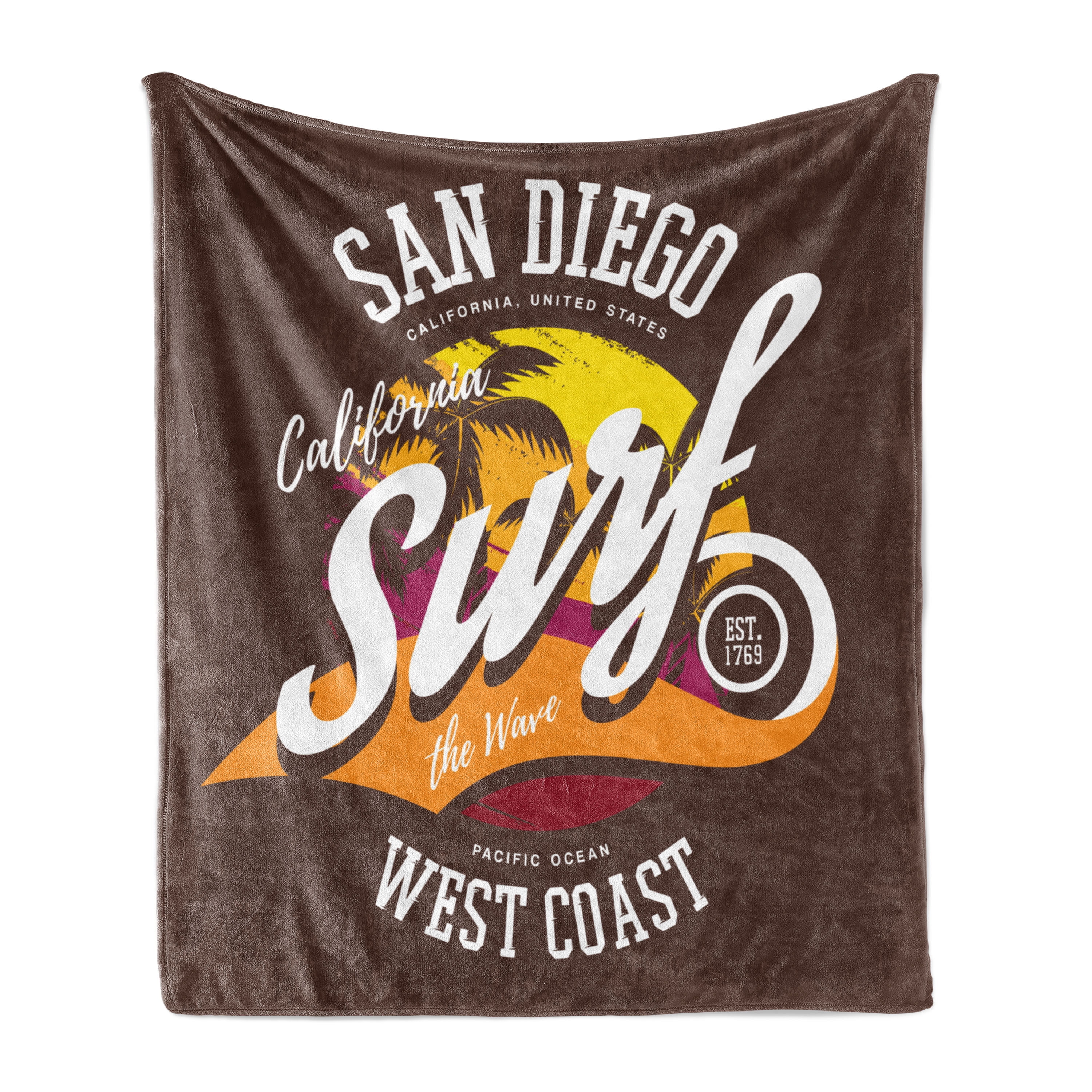 San Diego Soft Flannel Fleece Throw Blanket, Surf Beach Concept with ...