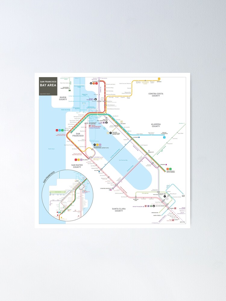San Francisco Bay Area Transit Map Poster - Walmart.com