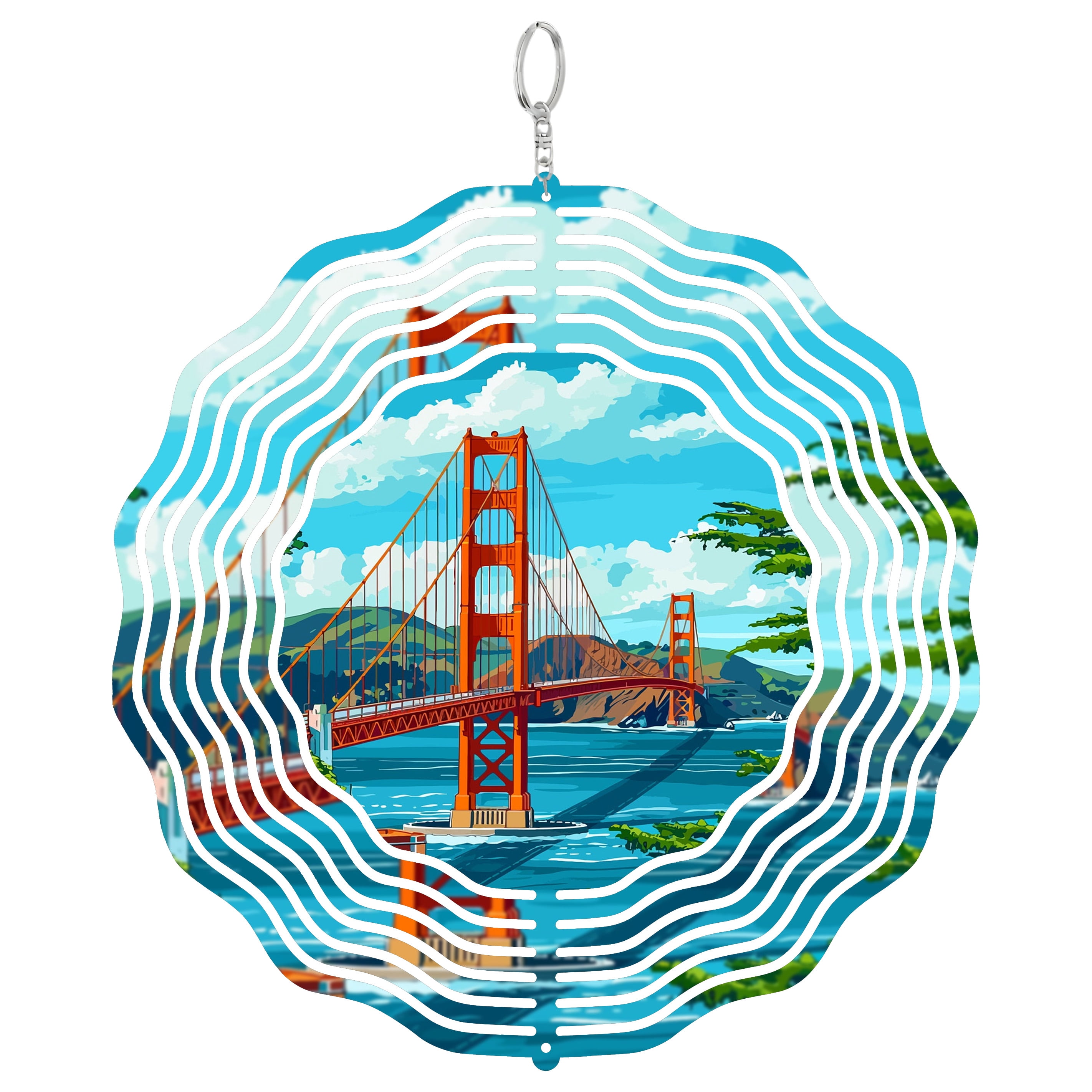 San Francisco Bay Bridge View 3D Wind Spinner Metal Kinetic Hanging ...