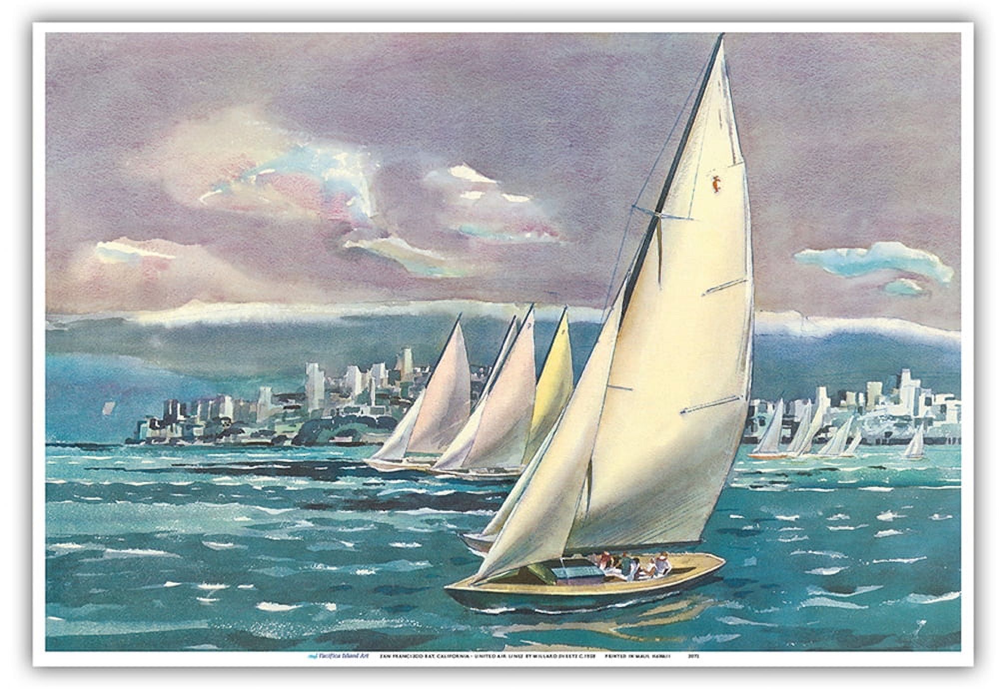 San Francisco Bay California - Sailing Regatta - United Air Lines ...