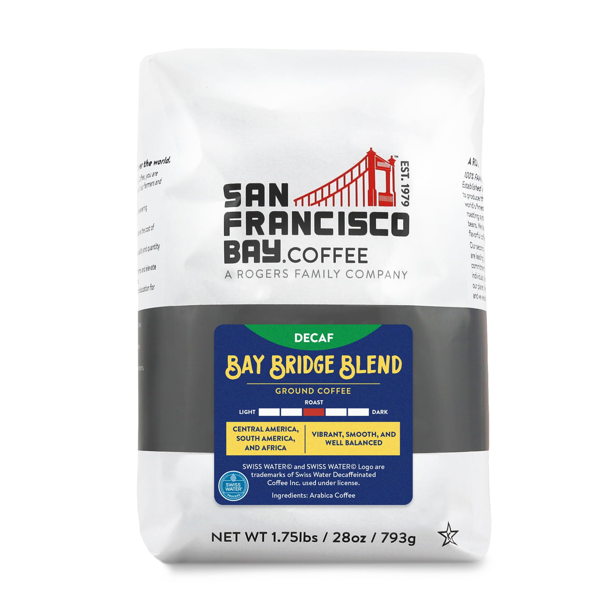 San Francisco Bay Ground Coffee - DECAF Bay Bridge Blend (28oz Bag ...