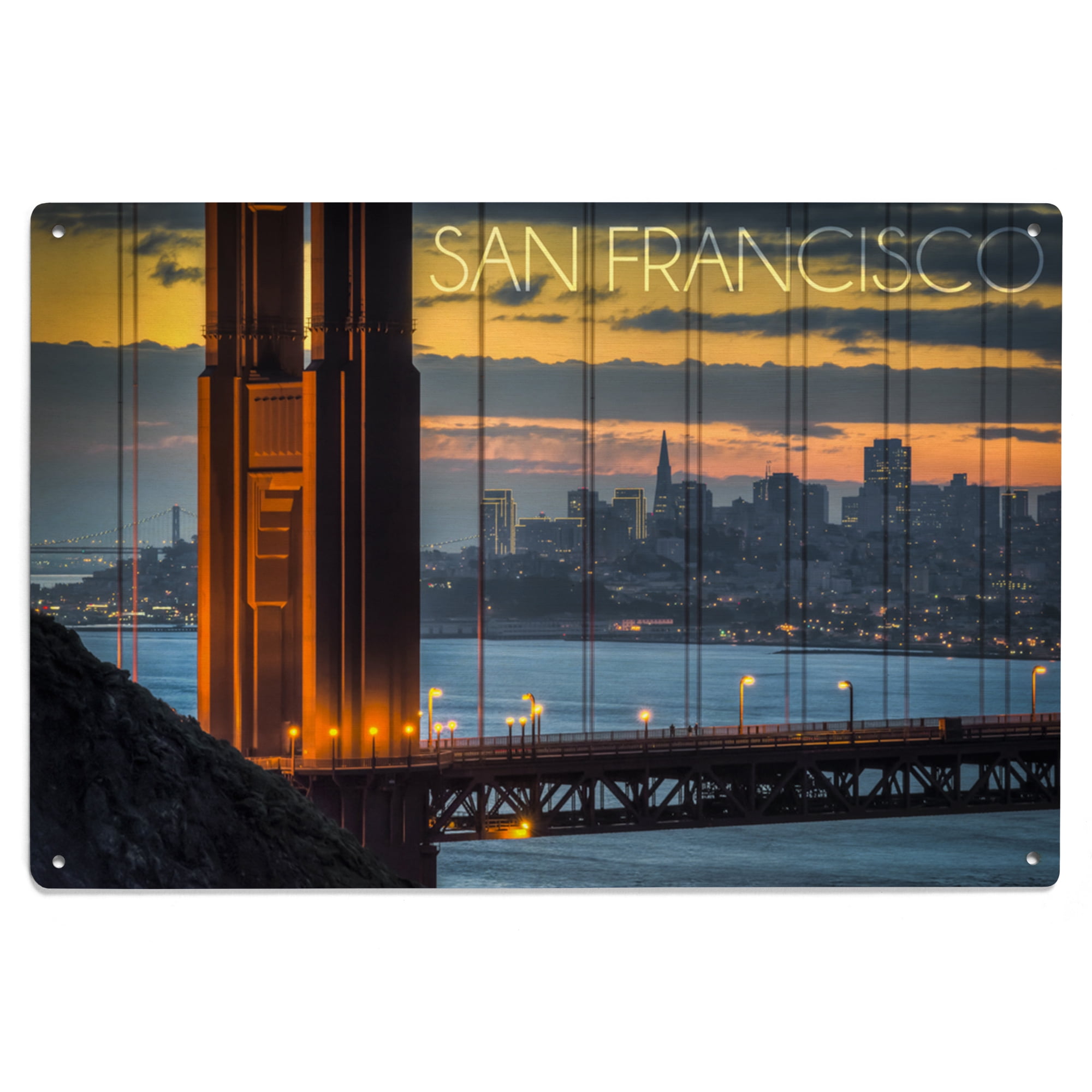 San Francisco, California, Close Up of Golden Gate Bridge and Skyline ...