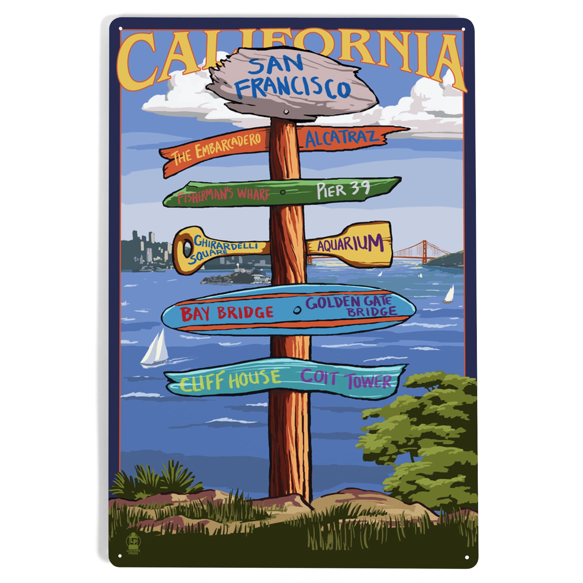 San Francisco, California, Destinations Sign (12x18 Aluminum Art ...