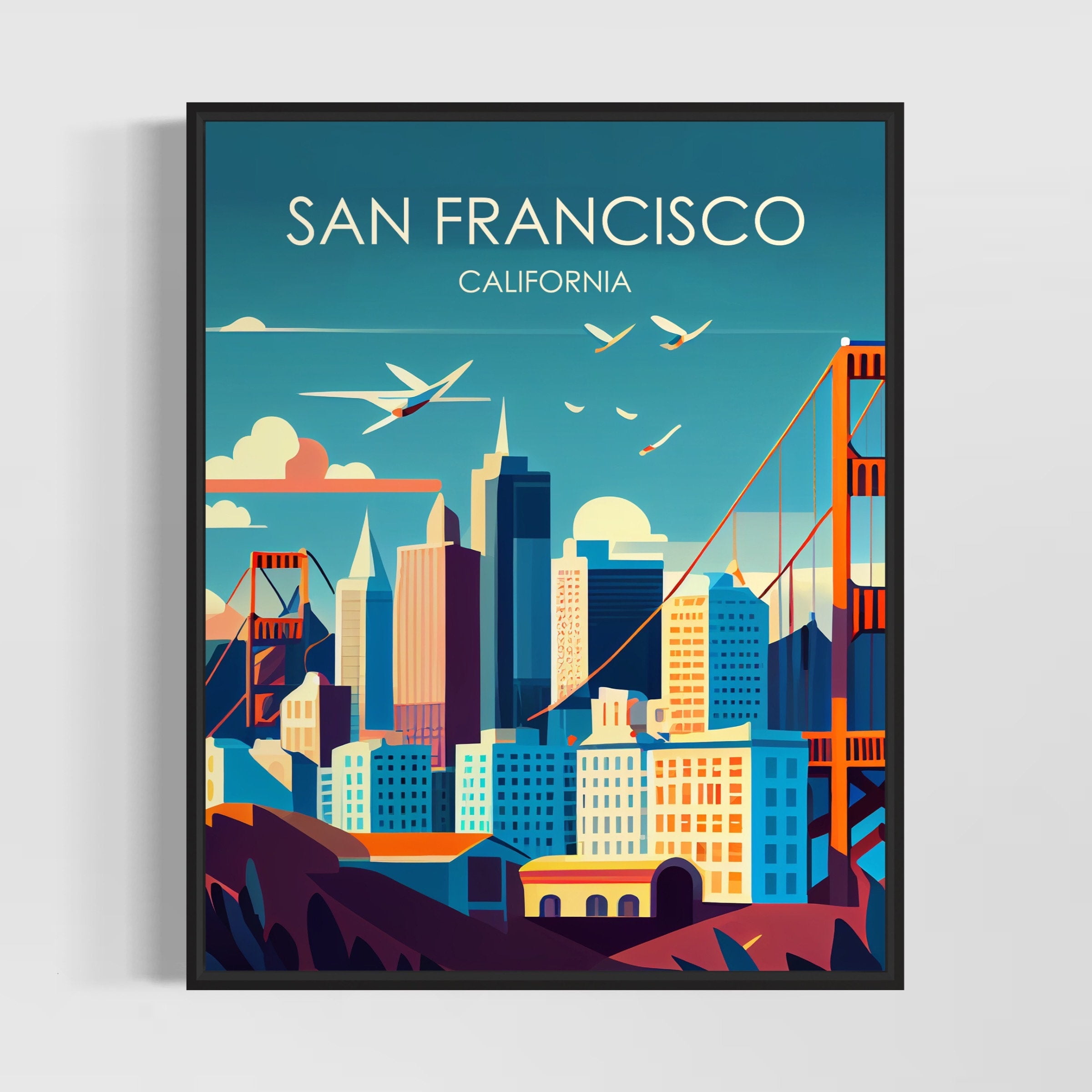 San Francisco California Retro Poster – Vintage Minimal City Wall Art ...