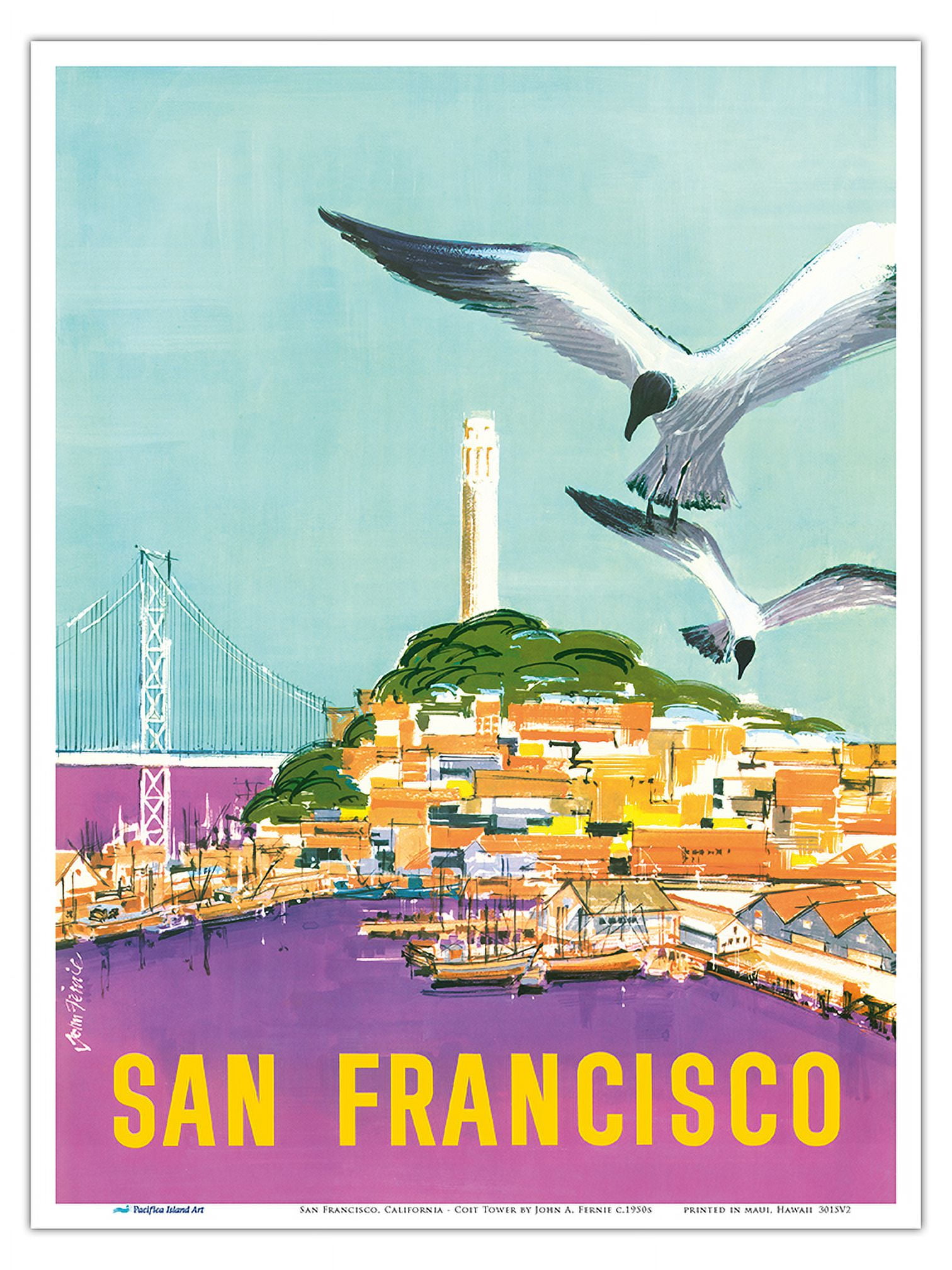 San Francisco California - SF Coit Tower - Vintage Airline Travel ...
