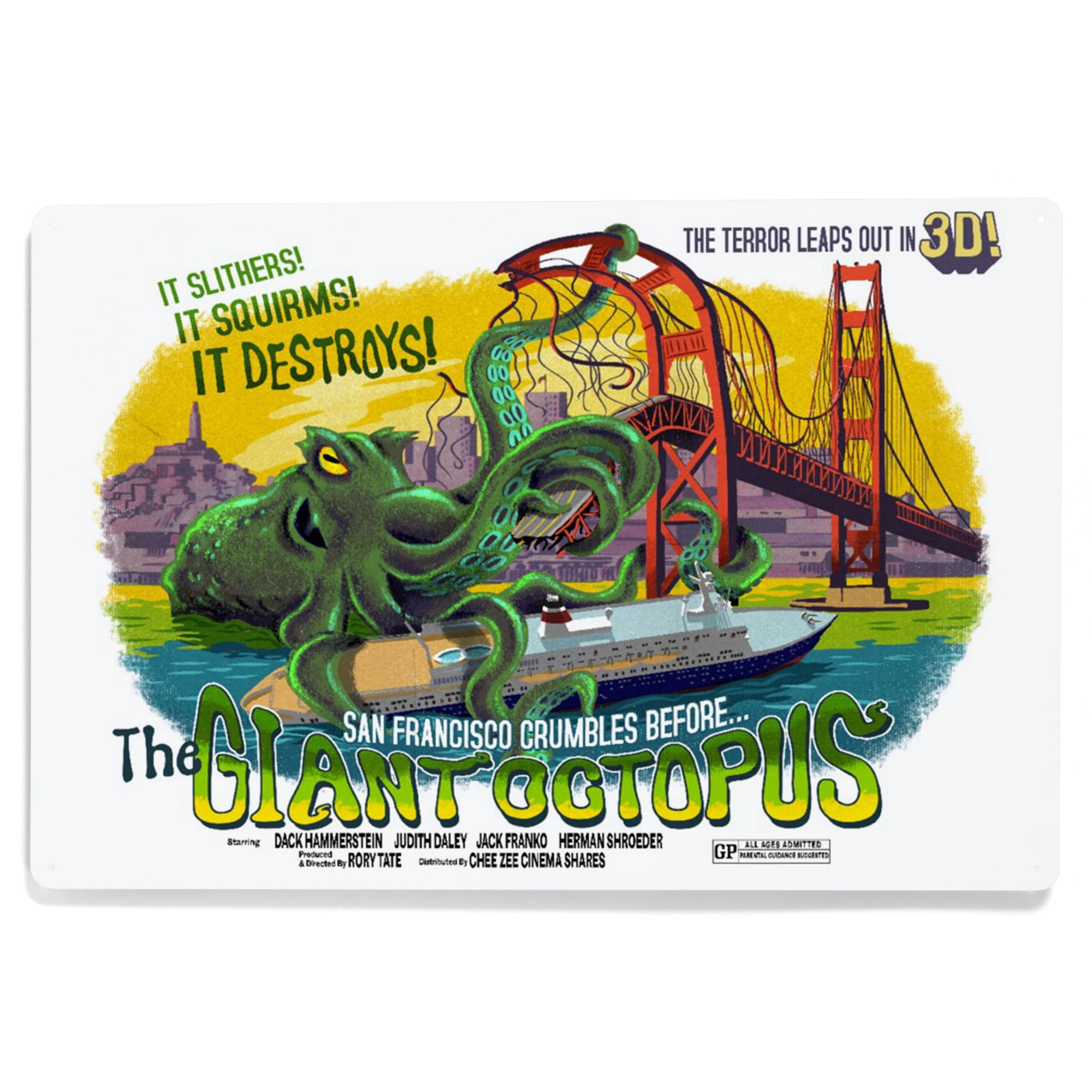 San Francisco, California, The Giant Octopus, B Movie Poster (12x18 ...