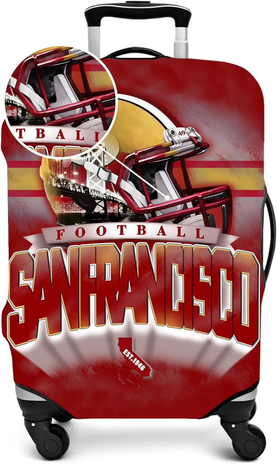 San Francisco City Luggage Cover, Football Team Suitcase Cover for ...