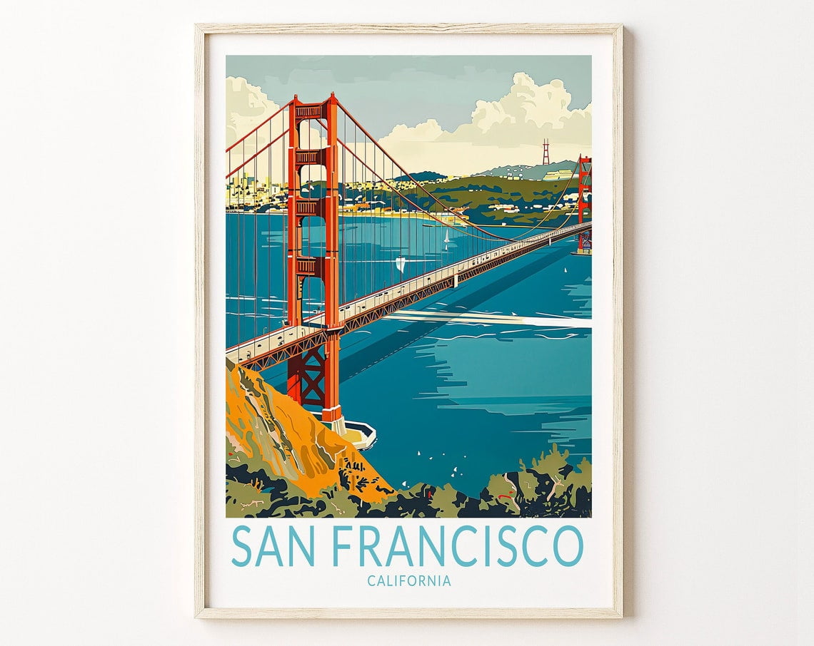 San Francisco City Poster, San Francisco Travel California Wall Art ...