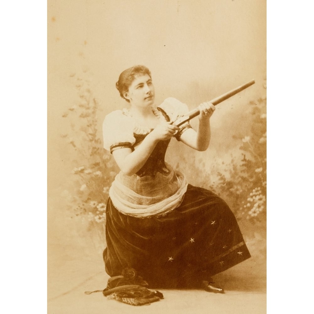 Cowgirl Poses With Rifle As A Supposed Sharpshooter Poster Print by ...
