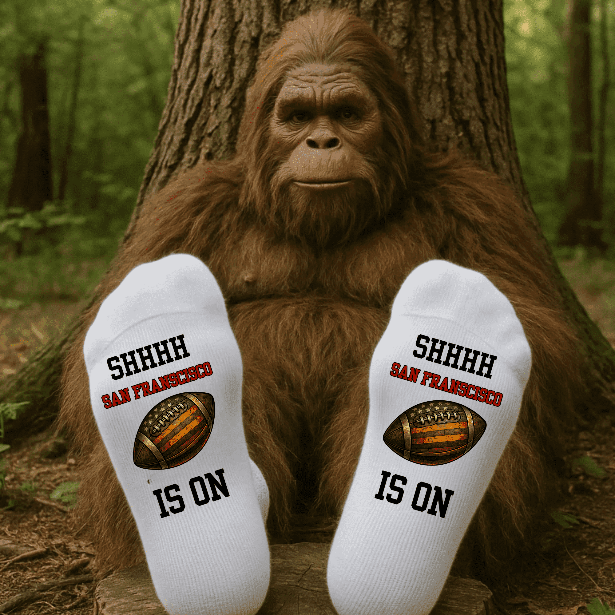 San Francisco, Football Fan Socks – “SHHHH, The Game Is On” (Team Color ...
