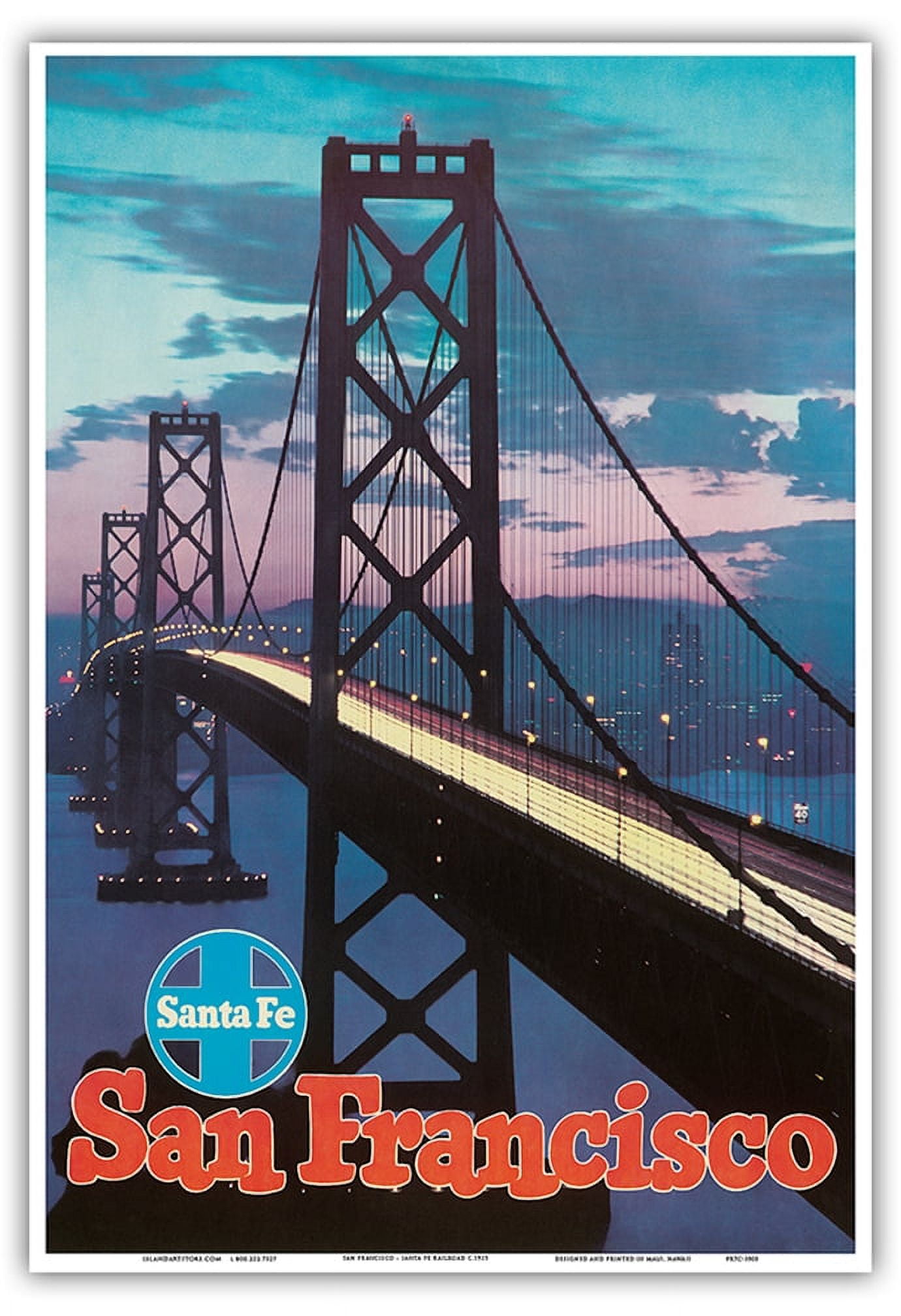 San Francisco - Golden Gate Bridge - Santa Fe Railroad - Vintage ...