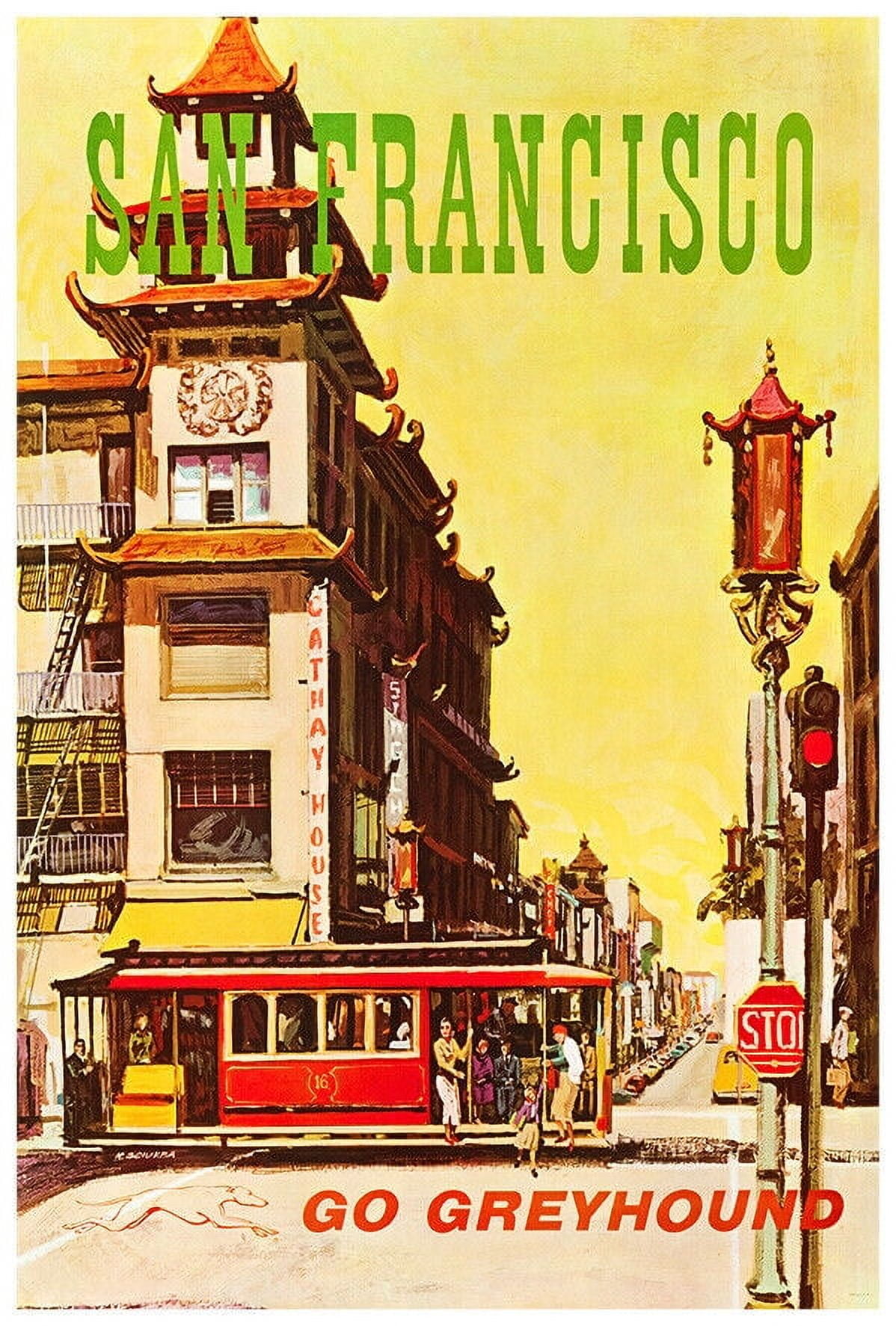 San Francisco - Greyhound Bus Line - 1960s Vintage US Travel Poster ...