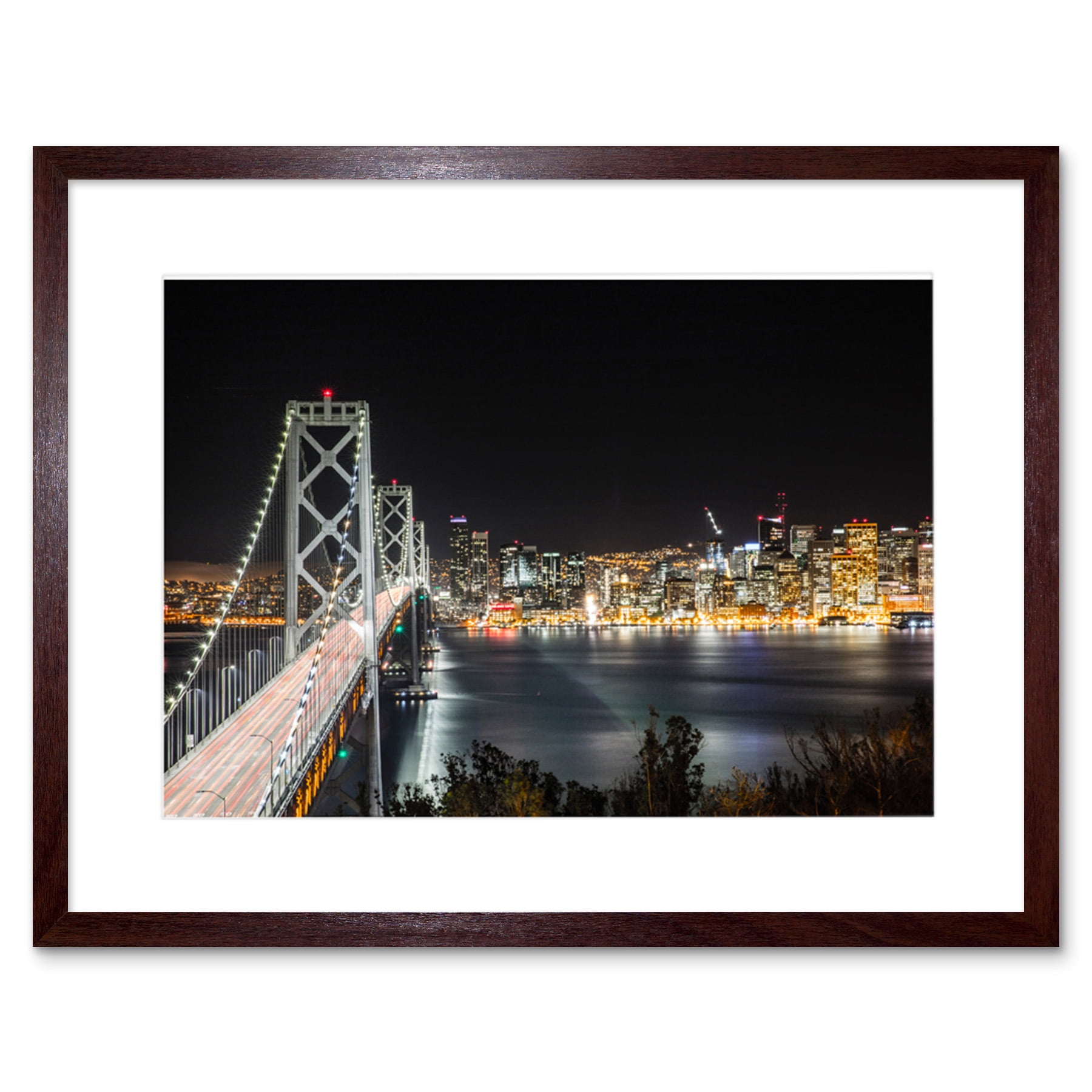 San Francisco Oakland Bay Bridge Framed Wall Art Print - Walmart.com