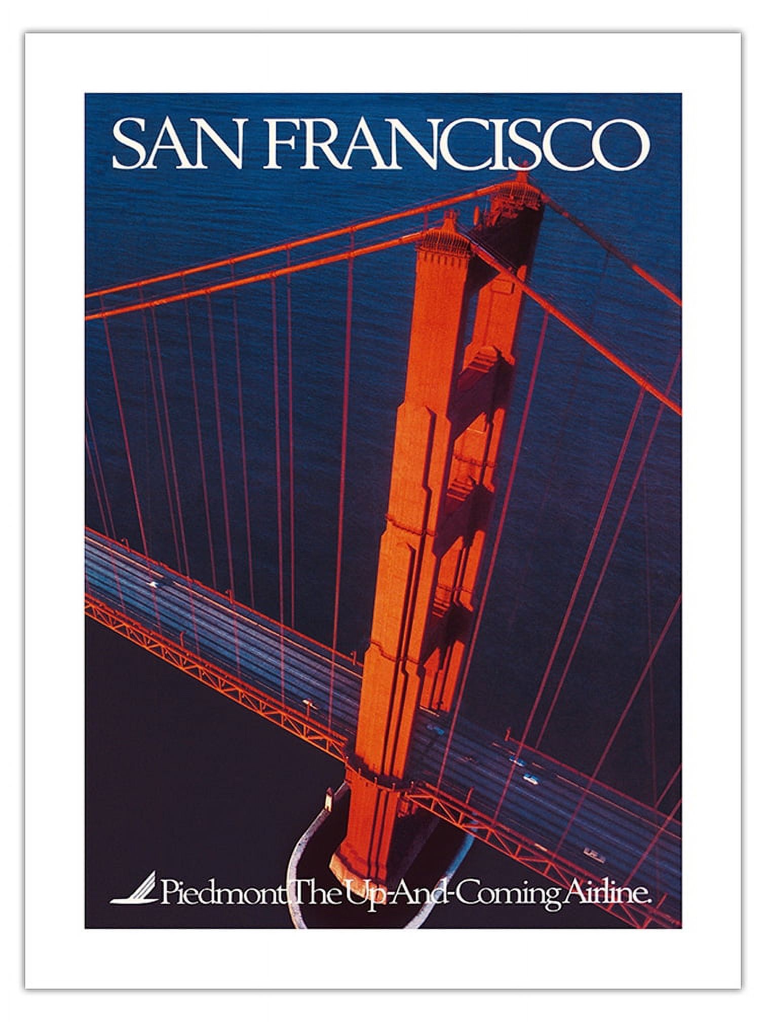 San Francisco - Piedmont Airlines - Golden Gate Bridge - Vintage ...
