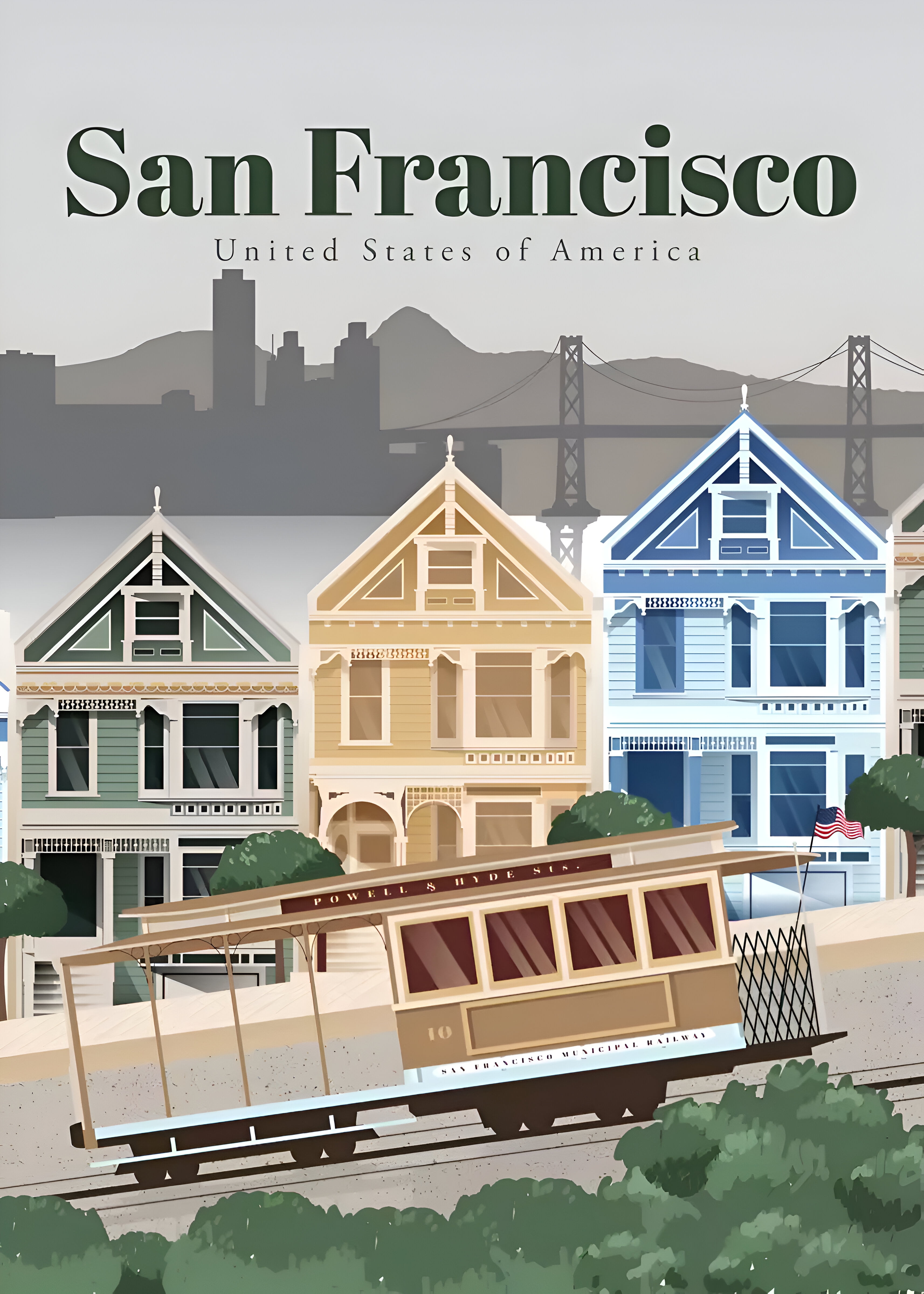 San Francisco Poster Golden Gate Bridge Travel Wall Art for Home ...