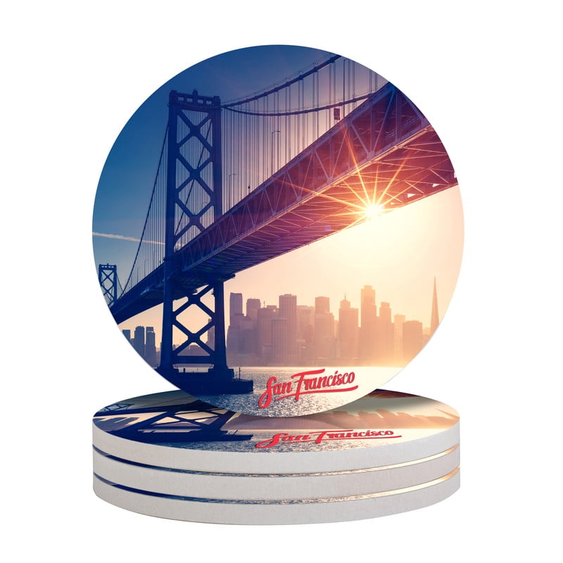 San Francisco Round Drinks Absorbent Ceramic Stone Drink Coaster (4 ...