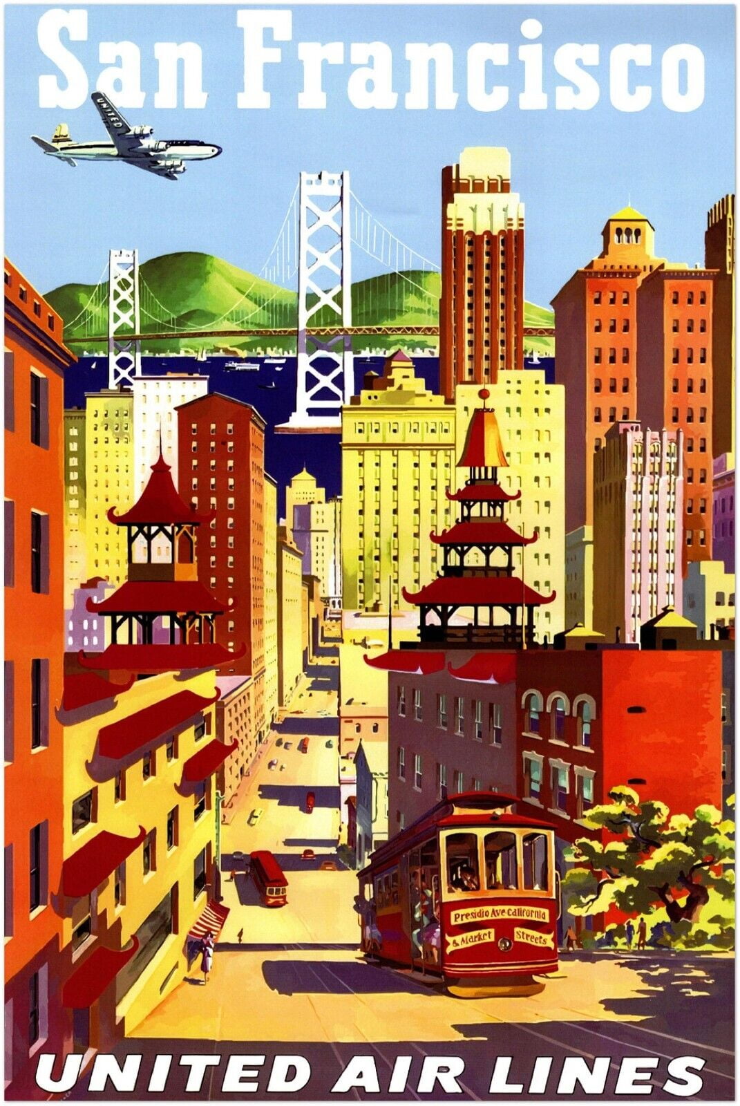 San Francisco - United Airlines - Airline Vintage Travel Poster, Retro ...