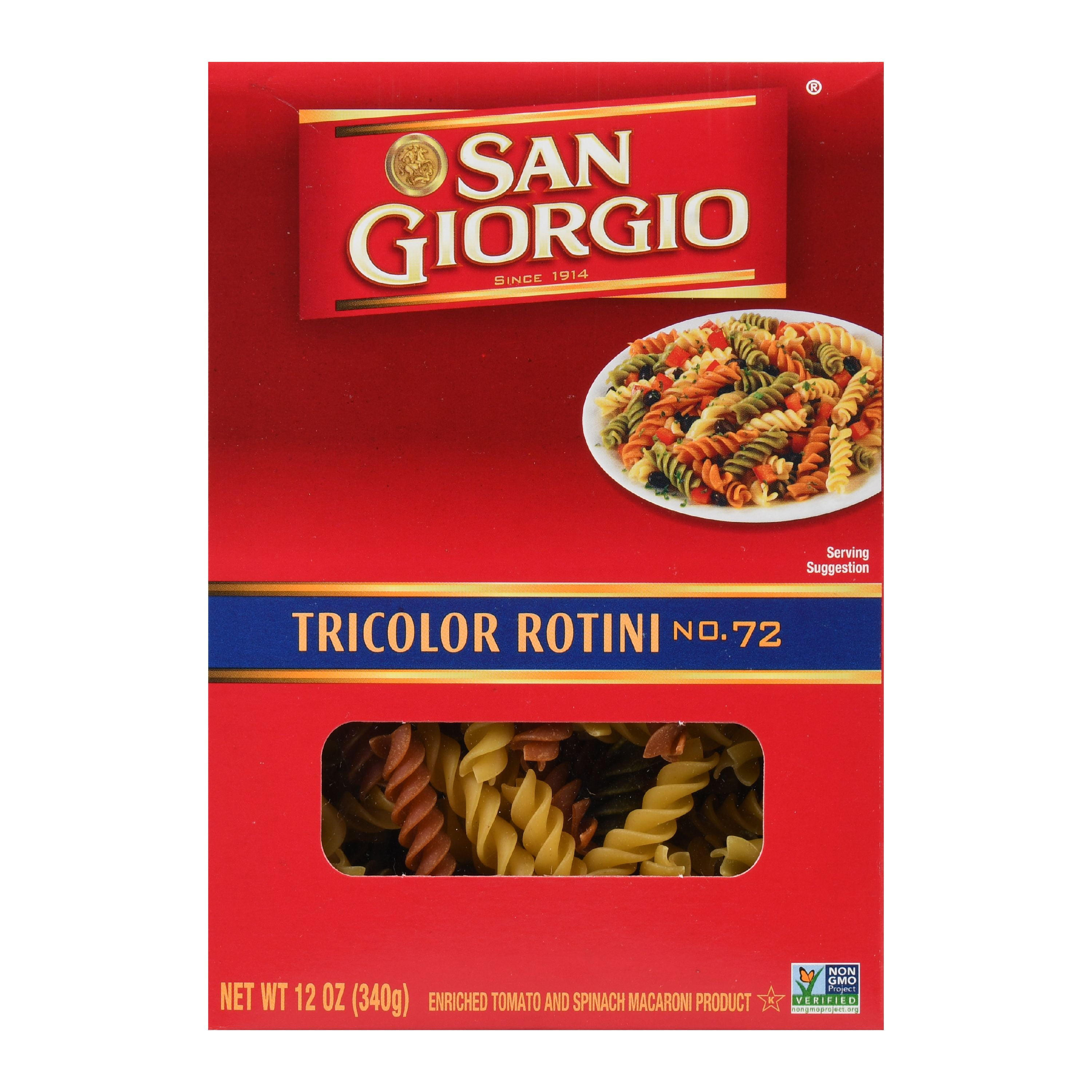 San Giorgio, Tri Color Rotini Pasta, 12 oz, Spiral-shaped - Walmart.com
