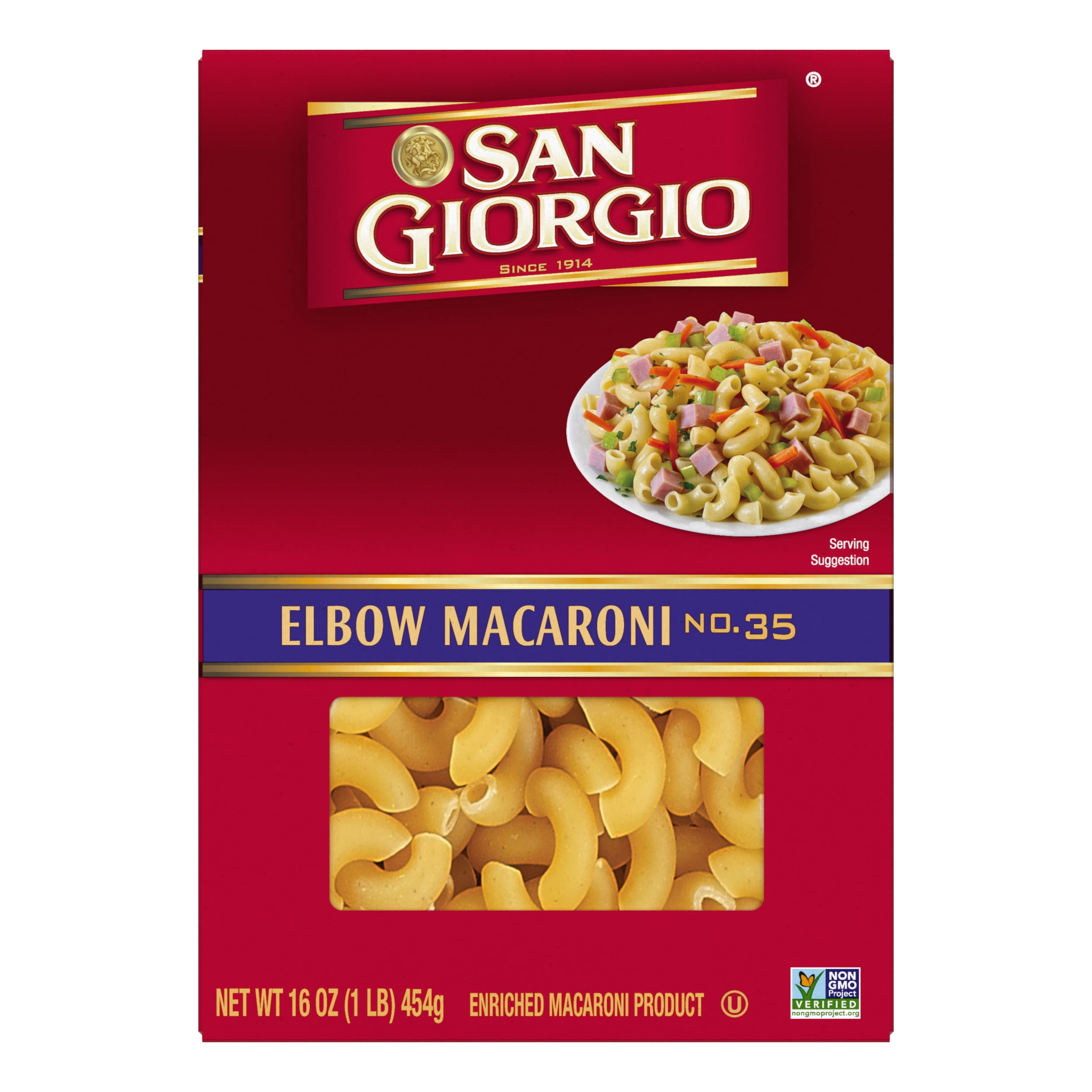 San Giorgio, Elbow Macaroni Pasta, 16 Ounce Box, Curved Tube Shape ...