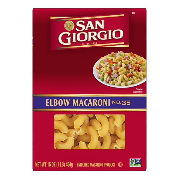 San Giorgio, Elbow Macaroni Pasta, 16 Ounce Box, Curved Tube Shape ...