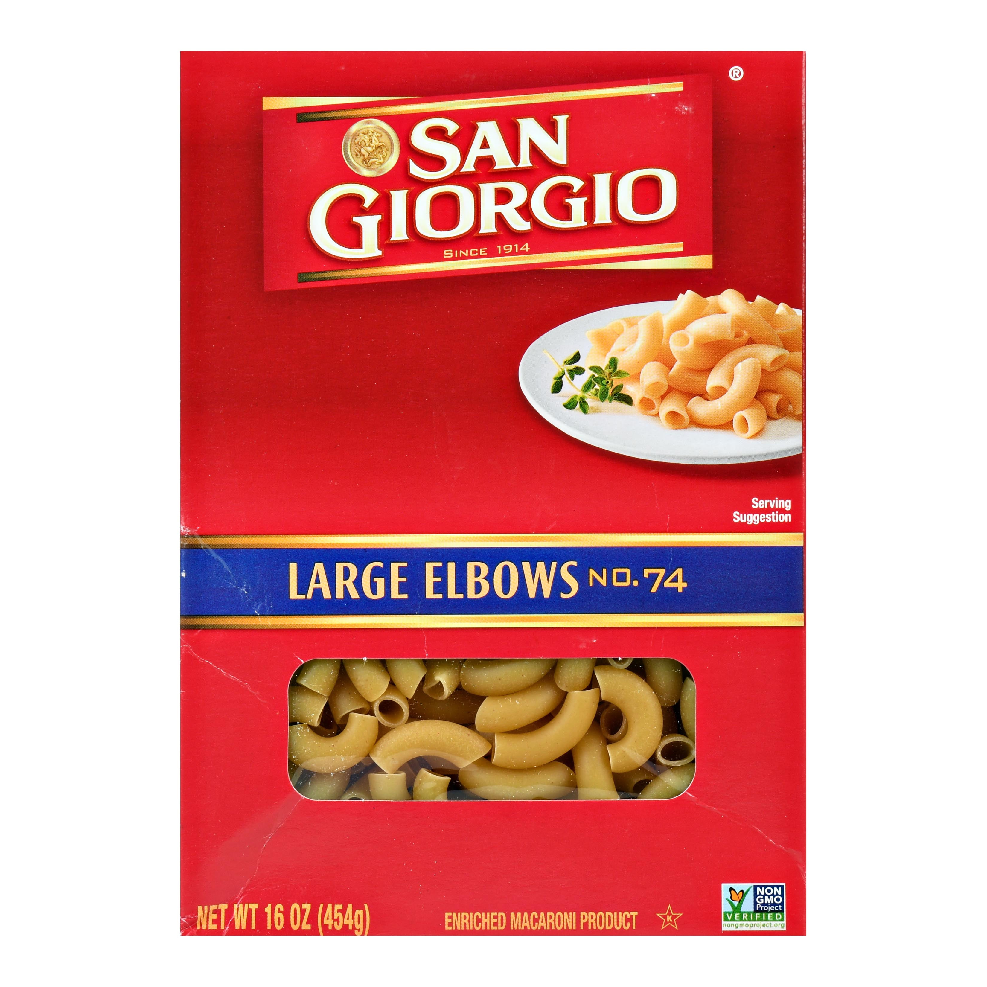 San Giorgio Non-GMO Large Elbow Macaroni Pasta, 16 oz - Versatile and ...