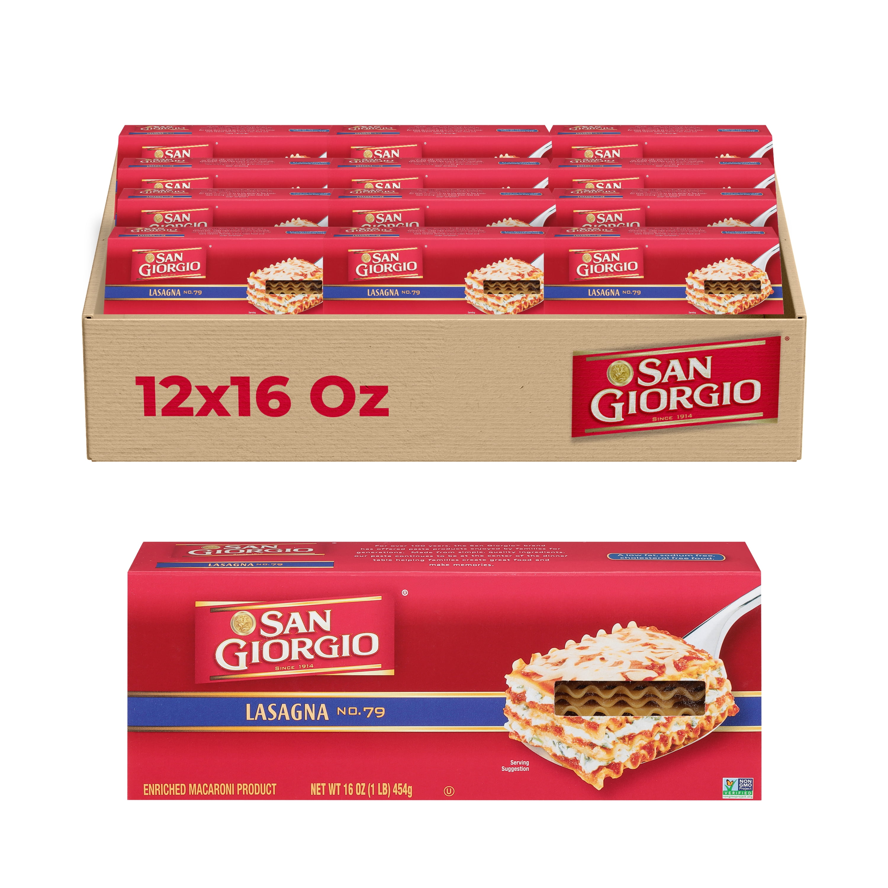 San Giorgio Lasagna Pasta, 12 Pack (16 oz Boxes), Traditional Lasagna ...