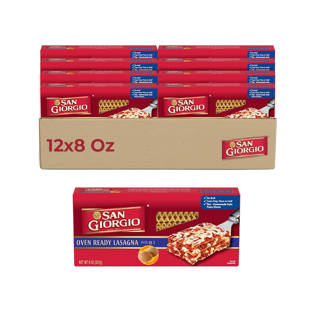 San Giorgio Oven Ready Lasagna Pasta, 12 Pack (8 oz Boxes), No Boil ...