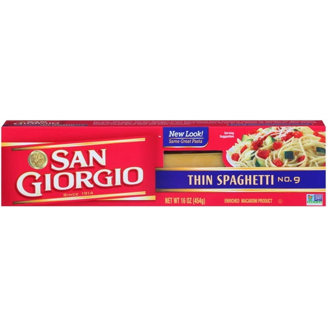 San Giorgio Thin Spaghetti Pasta, 16 oz, Quick Cook Time, Lighter ...
