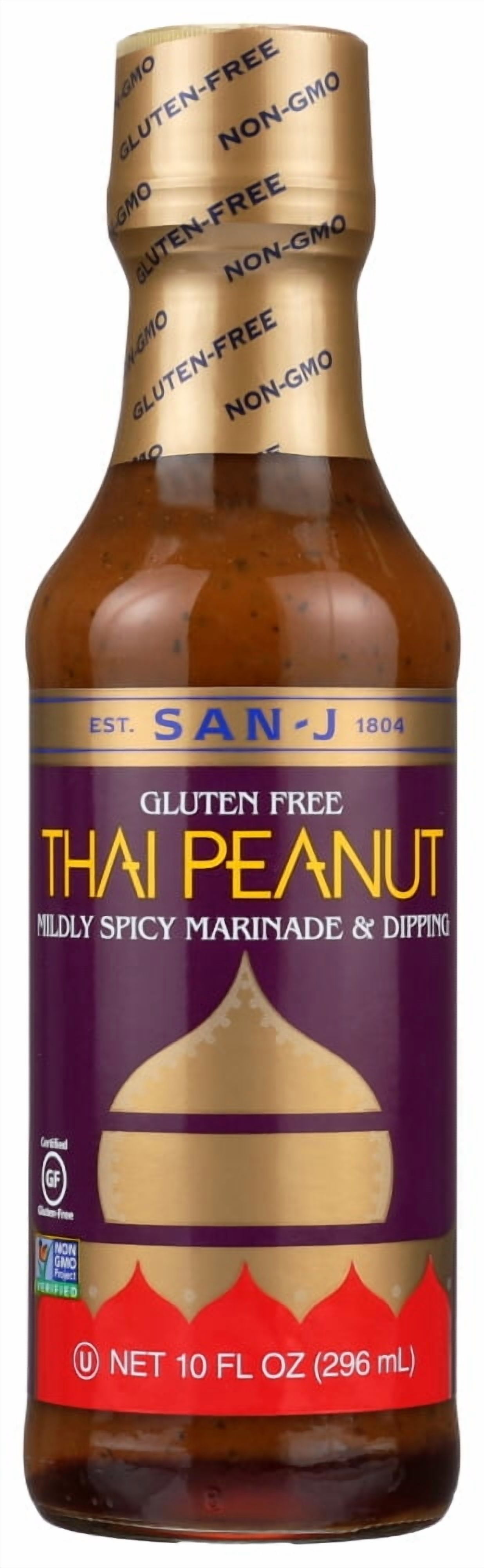 San J Asian Flavored Spicy Thai Peanut Cooking Sauce, Gluten-Free, Non ...