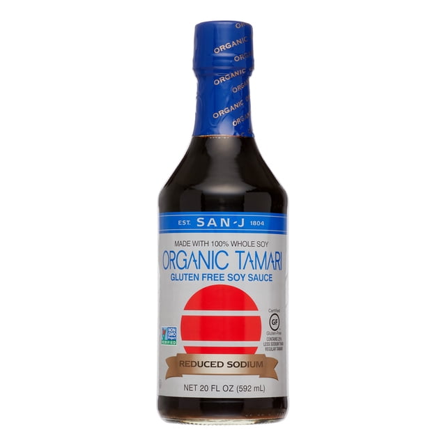 San-J Organic Tamari Gluten Free, Reduced Sodium Soy Sauce, Bean ...