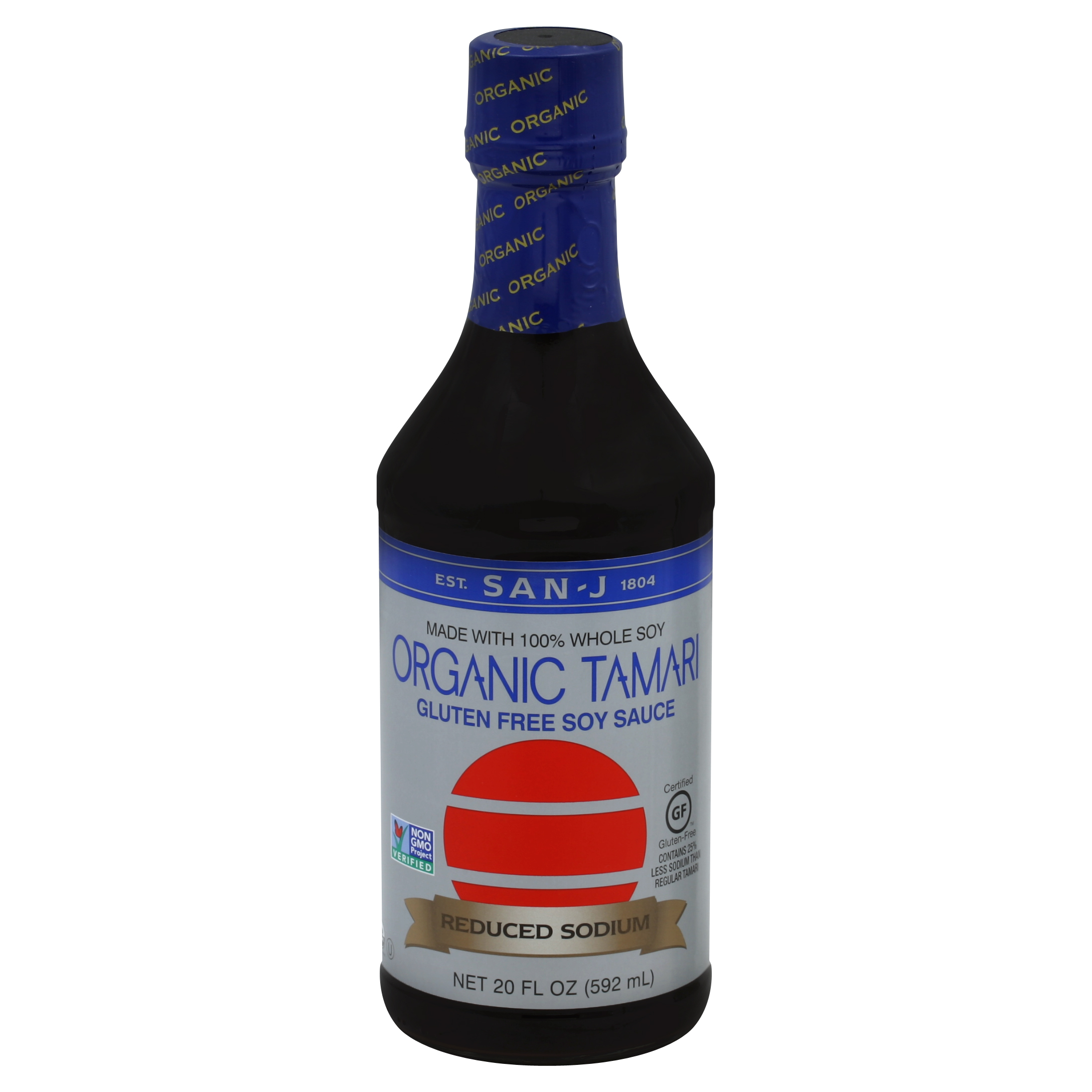 San-J Soy Tamari Sauce Gluten Free Light Sodium 20 oz (Pack of 6 ...