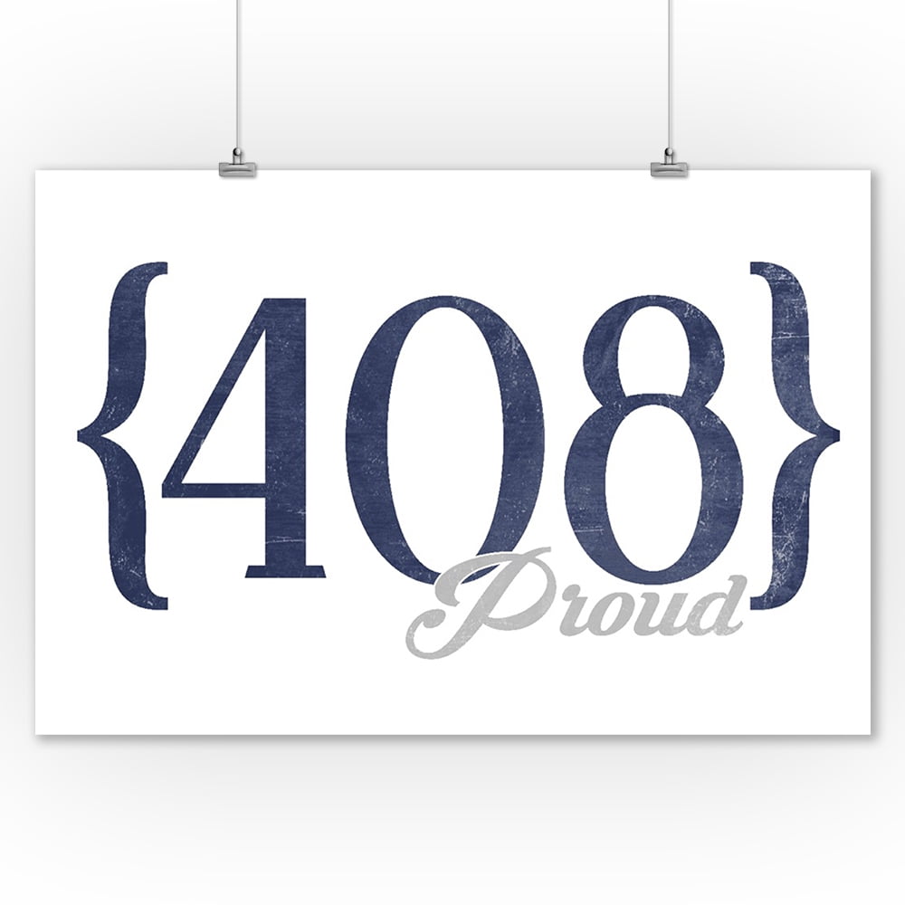 San Jose, California - 408 Area Code (Blue) - Lantern Press Artwork ...