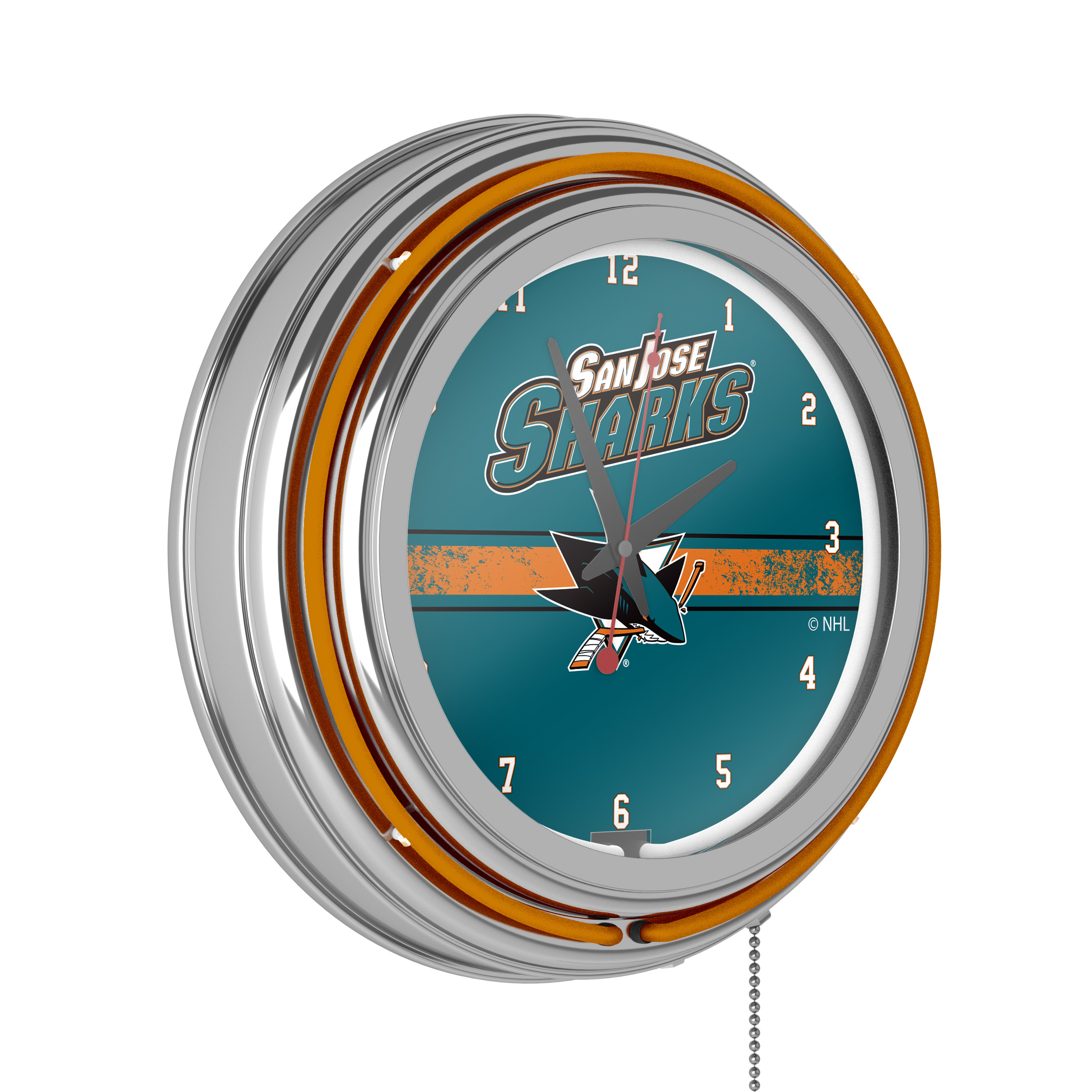 San Jose Sharks Logo Retro Neon Analog Wall Clock with Pull Chain ...