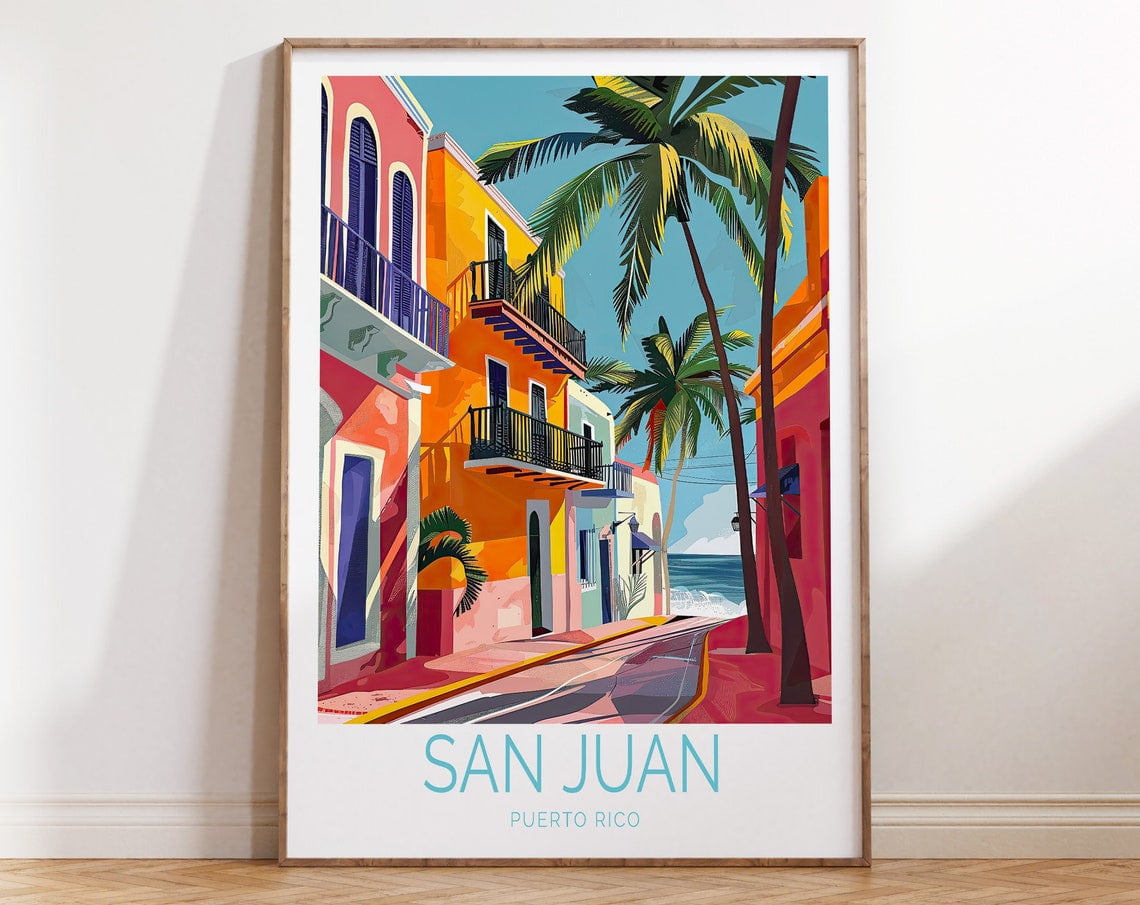 San Juan Poster, Puerto Rico City Travel Print, San Juan Puerto Rico ...