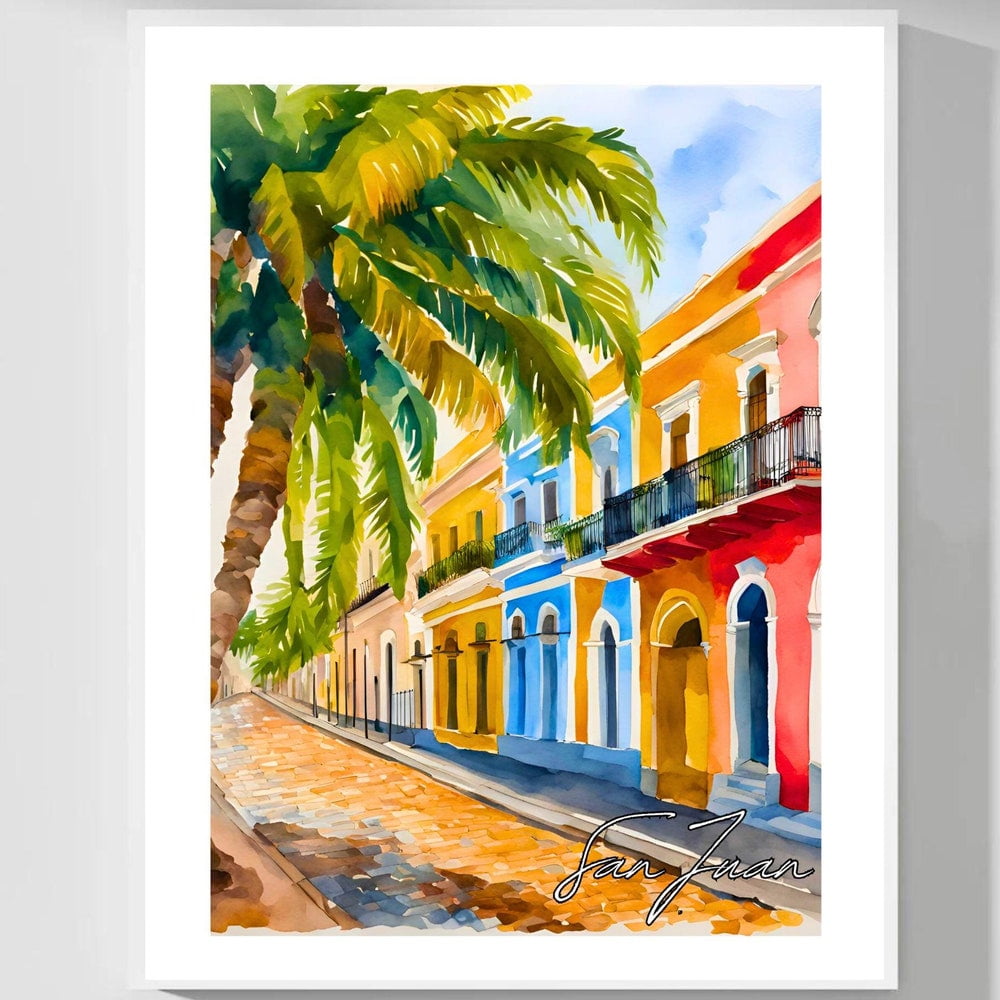 San Juan Puerto Rico Wall Art, San Juan Poster, San Juan Watercolor Art, Puerto Rico Travel ...