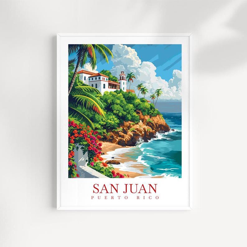 San Juan Travel Print - Puerto Rico, Wall Art, San Juan Gift, Caribbean ...