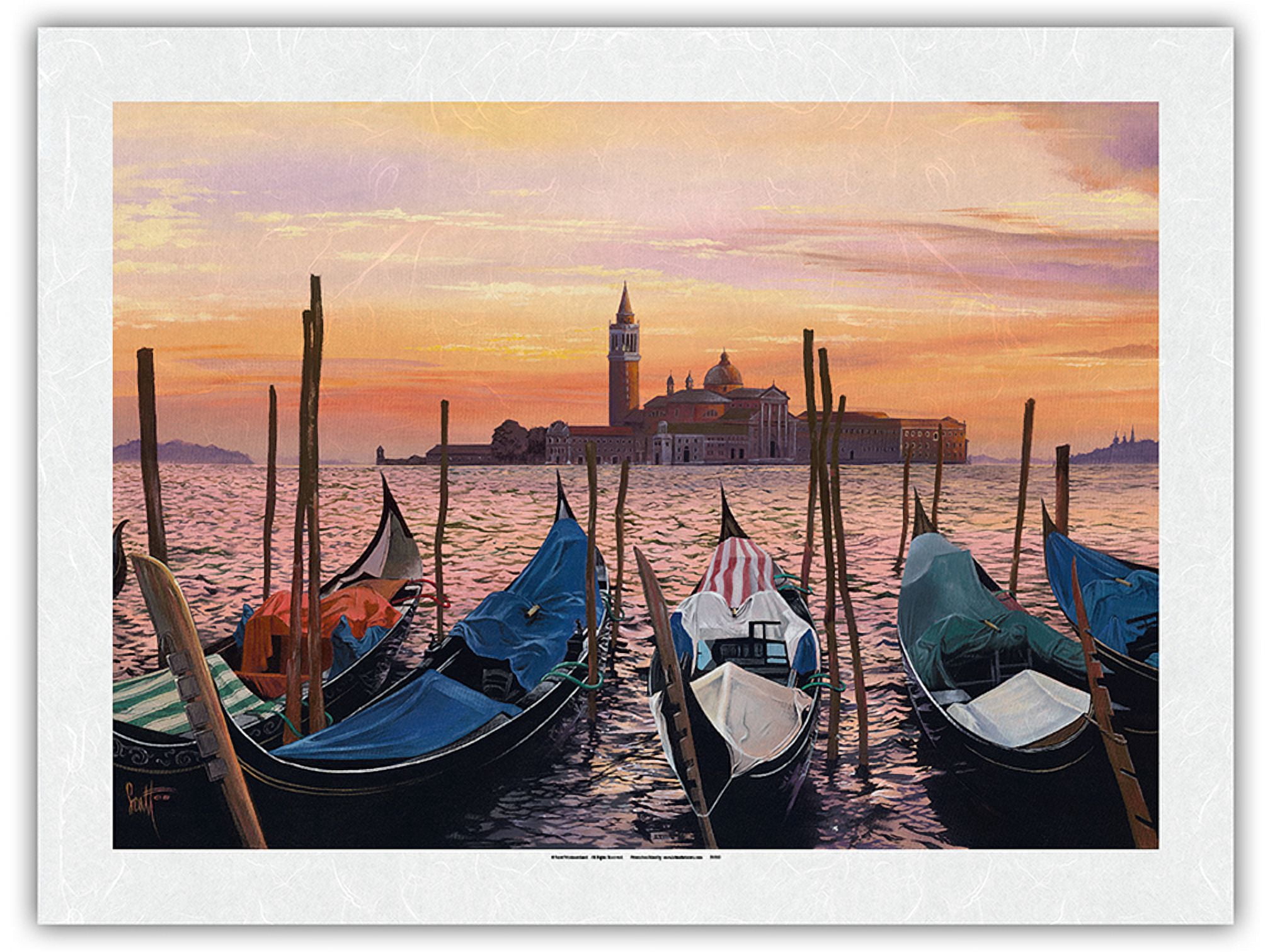 San Marco Sunset - Venice Italy - Venetian Gondola Boats - From an ...
