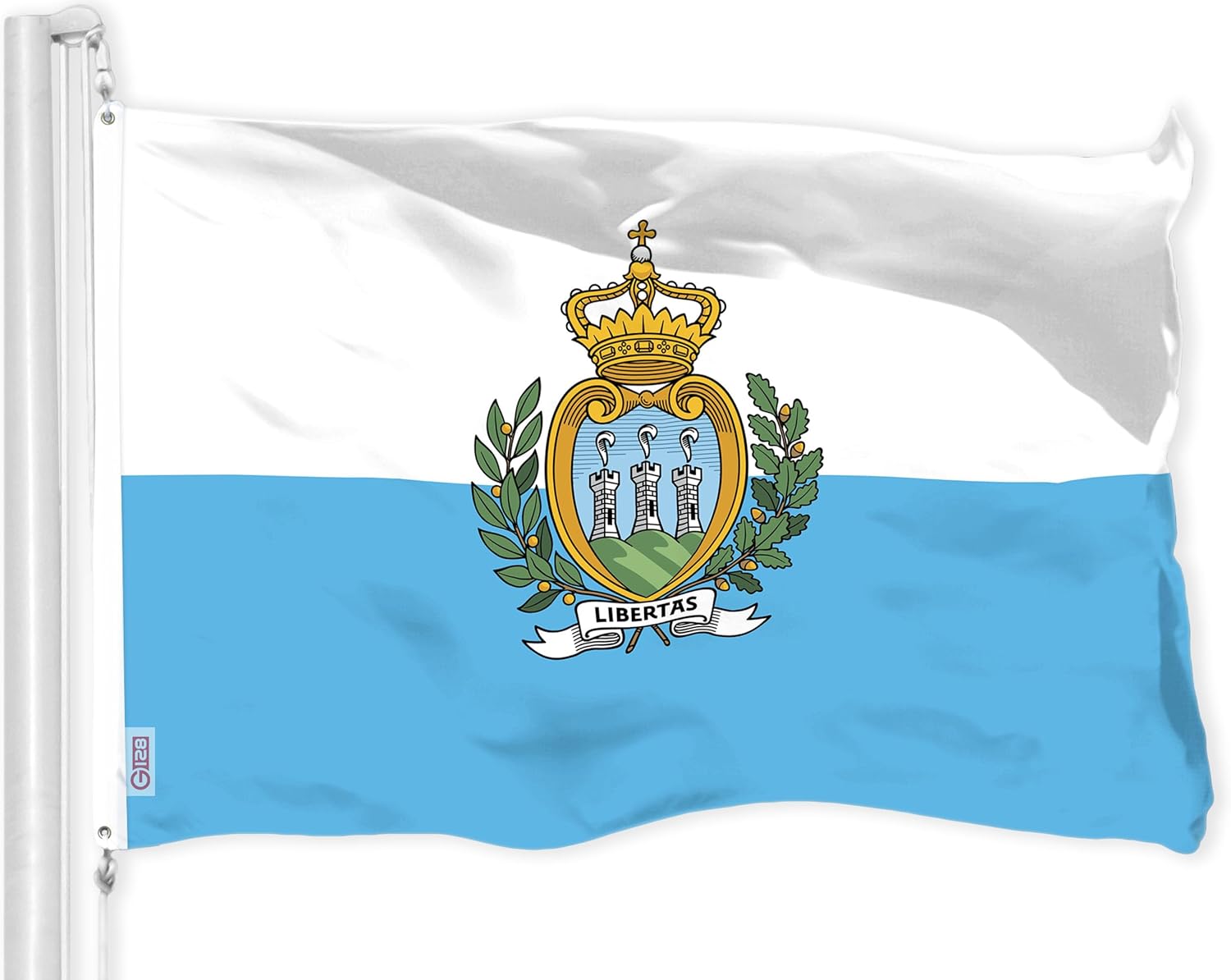 San Marino Sammarinese Flag Indoor/Outdoor, Vibrant Colors, Brass ...