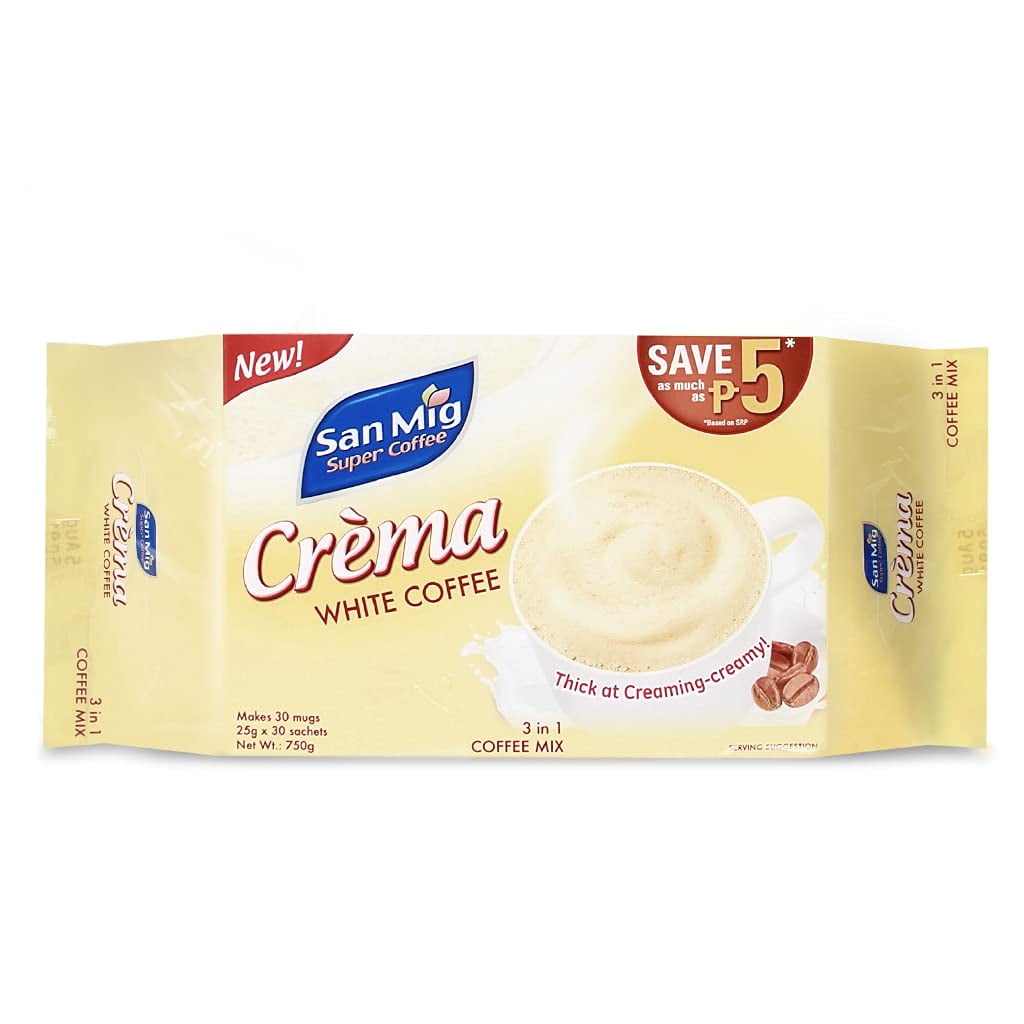 San Mig Crema Super 3in1 White Coffee 30 sachet pack (25gX30pcs ...