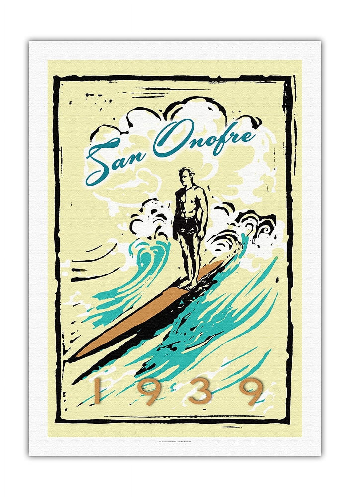 San Onofre (San 'O) California - Surfer on Longboard - Vintage Travel ...