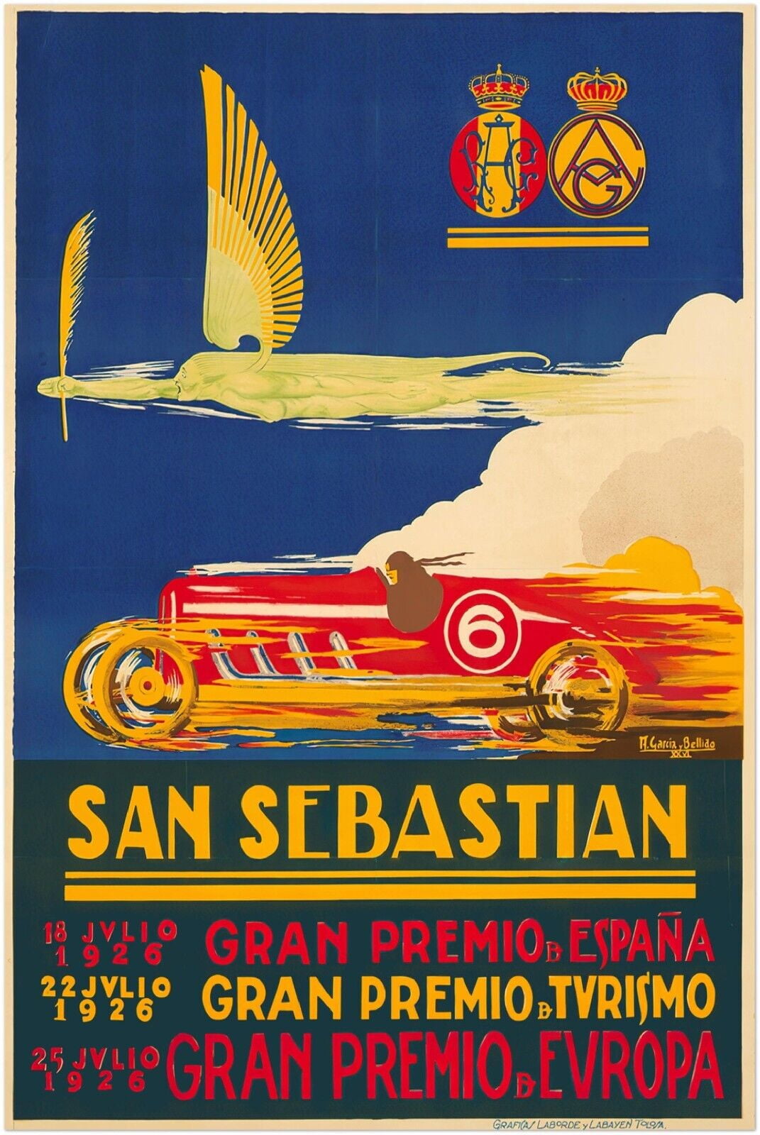 San Sabastian Grand Prix 1926 - Vintage Auto Racing Poster (12x18Inches ...