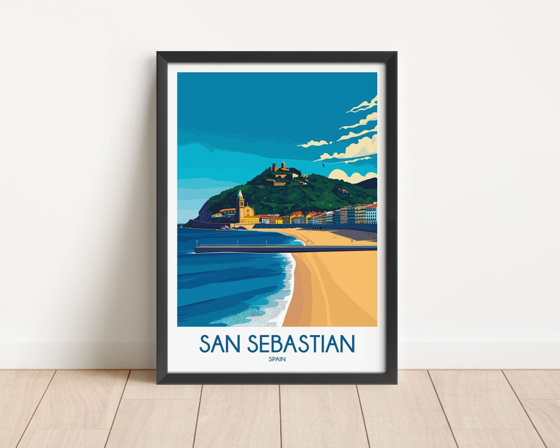 San Sebastian Poster Spain Scenic Coastal Wall Art Decor, Unframed ...