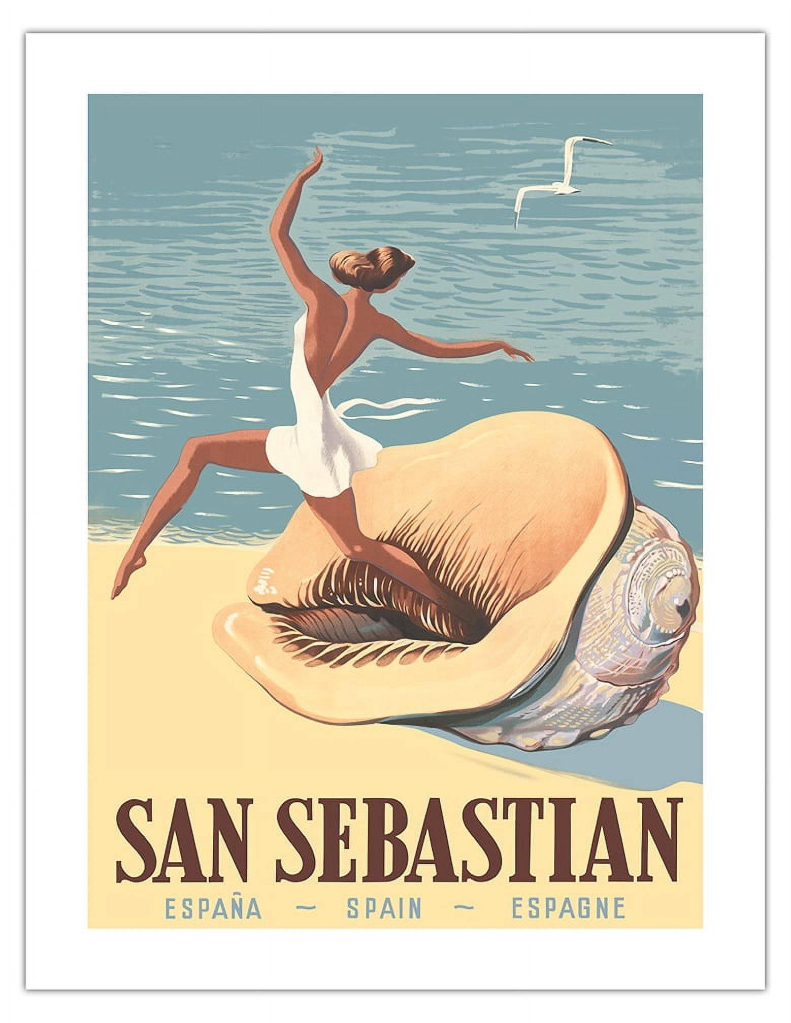 San Sebastian Spain - Bay of Biscay - Dancing Woman in Sea Shell ...