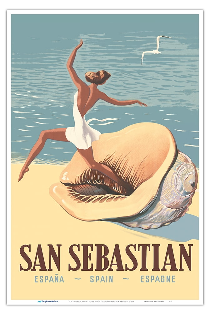 San Sebastian Spain - Bay of Biscay - Dancing Woman in Sea Shell ...