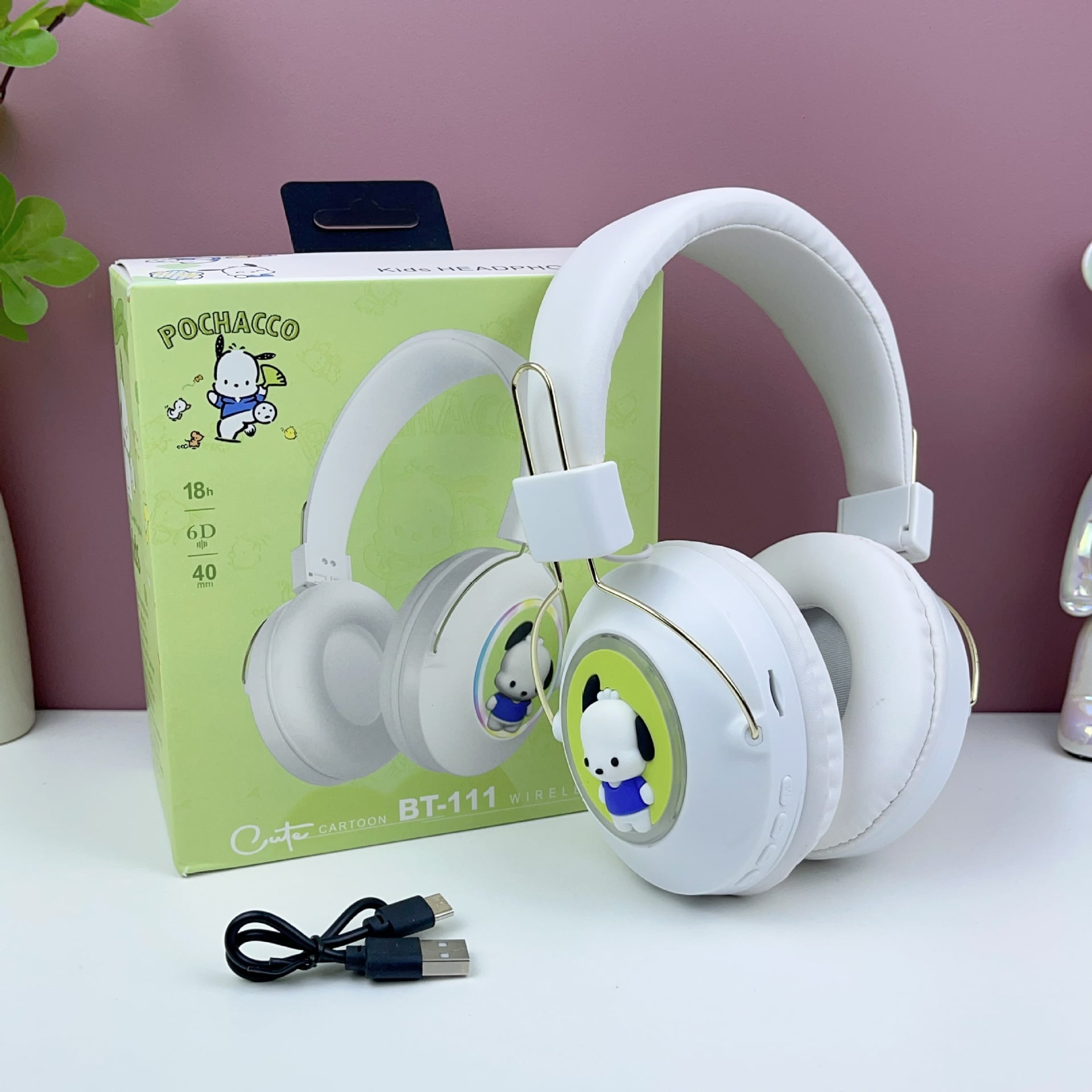 San-rio Cartoon Wireless Sports Bluetooth Headphones with LED Lights ...