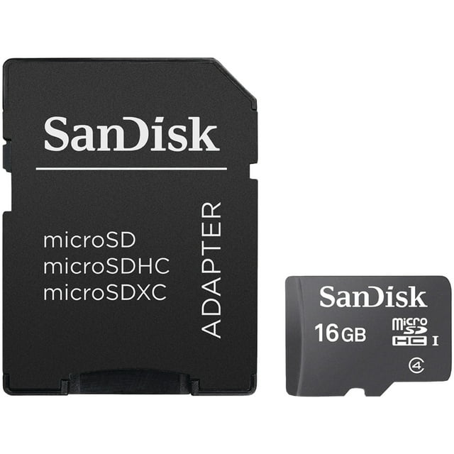 SanDisk 16GB Class 4 microSDHC Flash Memory Card with Adapter, 1 Total ...