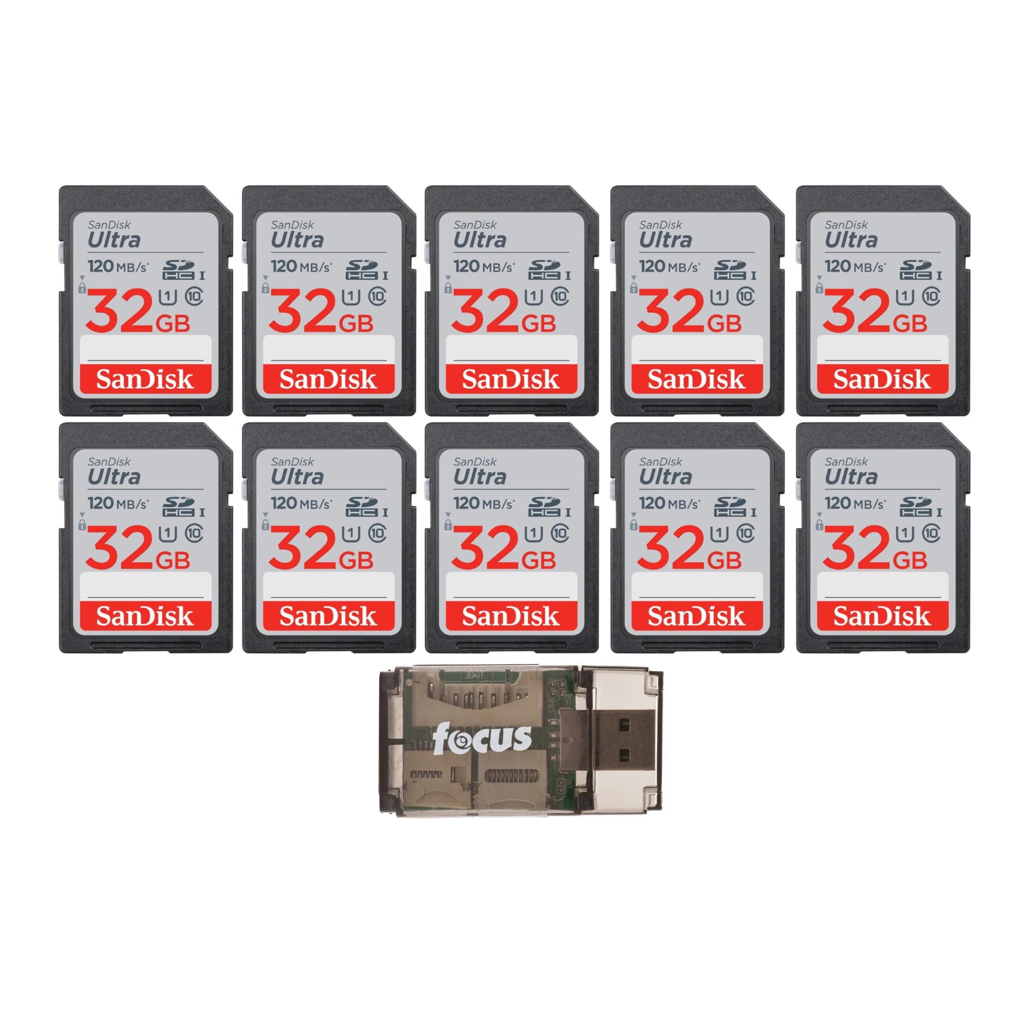 SanDisk 32GB 120MB/s Ultra UHS-I SDXC Memory Card (10-Pack) Bundle ...