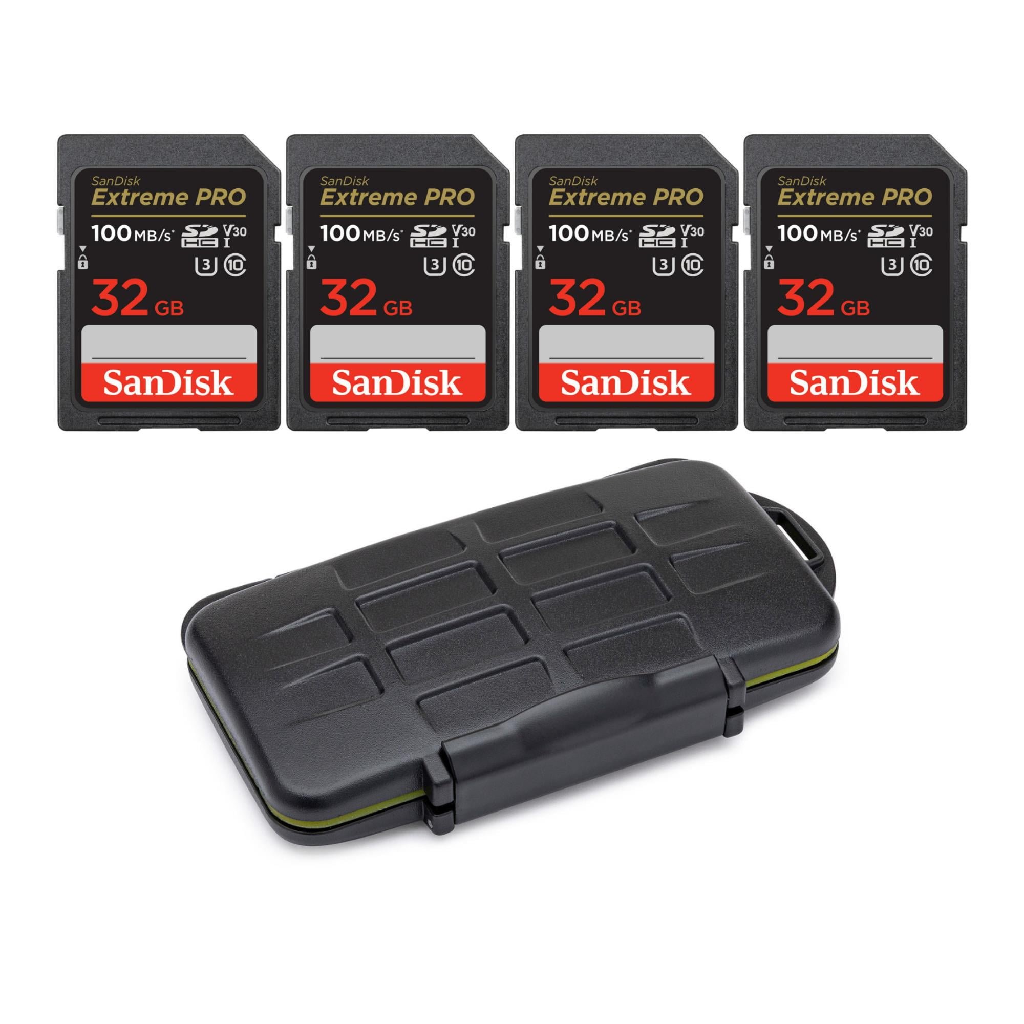 SanDisk 32GB Extreme Pro SDHC UHS-I Memory Cards (4-Pack), 140MB/s, 4K UHD Video, Weatherproof ...