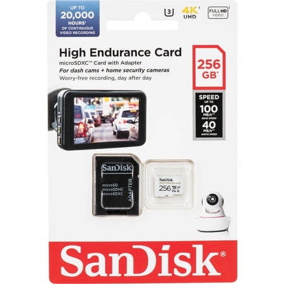 SanDisk High Endurance 256GB UHS-I microSDXC Memory Card with SD ...