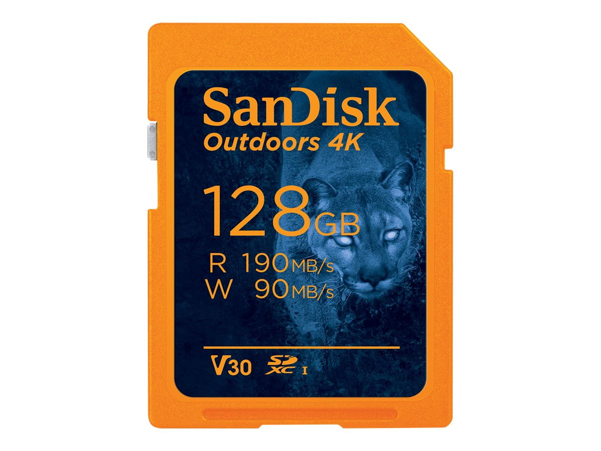 SanDisk 128GB Outdoors 4K SD UHS-I SDXC Memory Card (Up to 190 MB/s ...